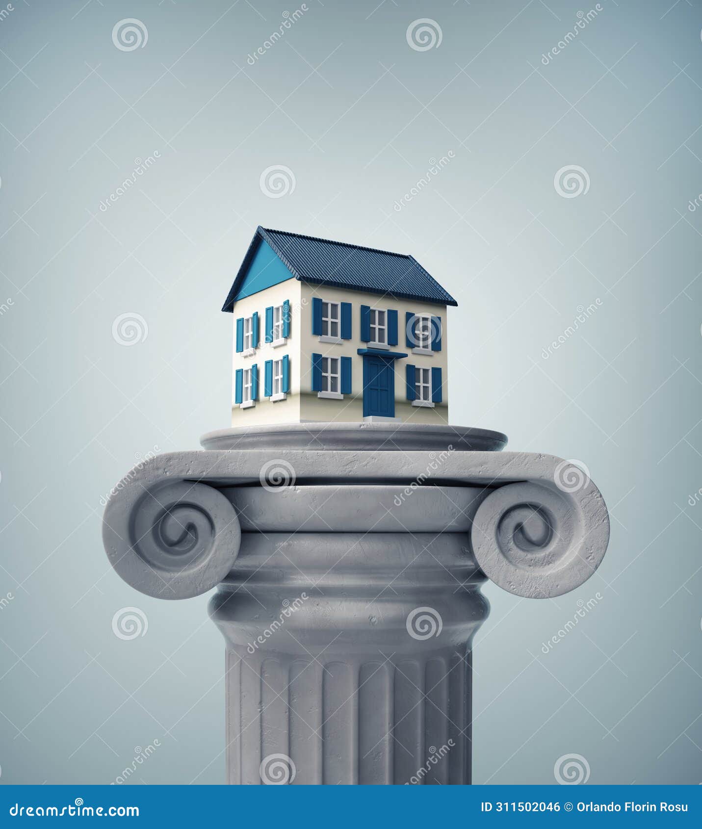 House on a Roman Column. Dream House Stock Illustration - Illustration ...