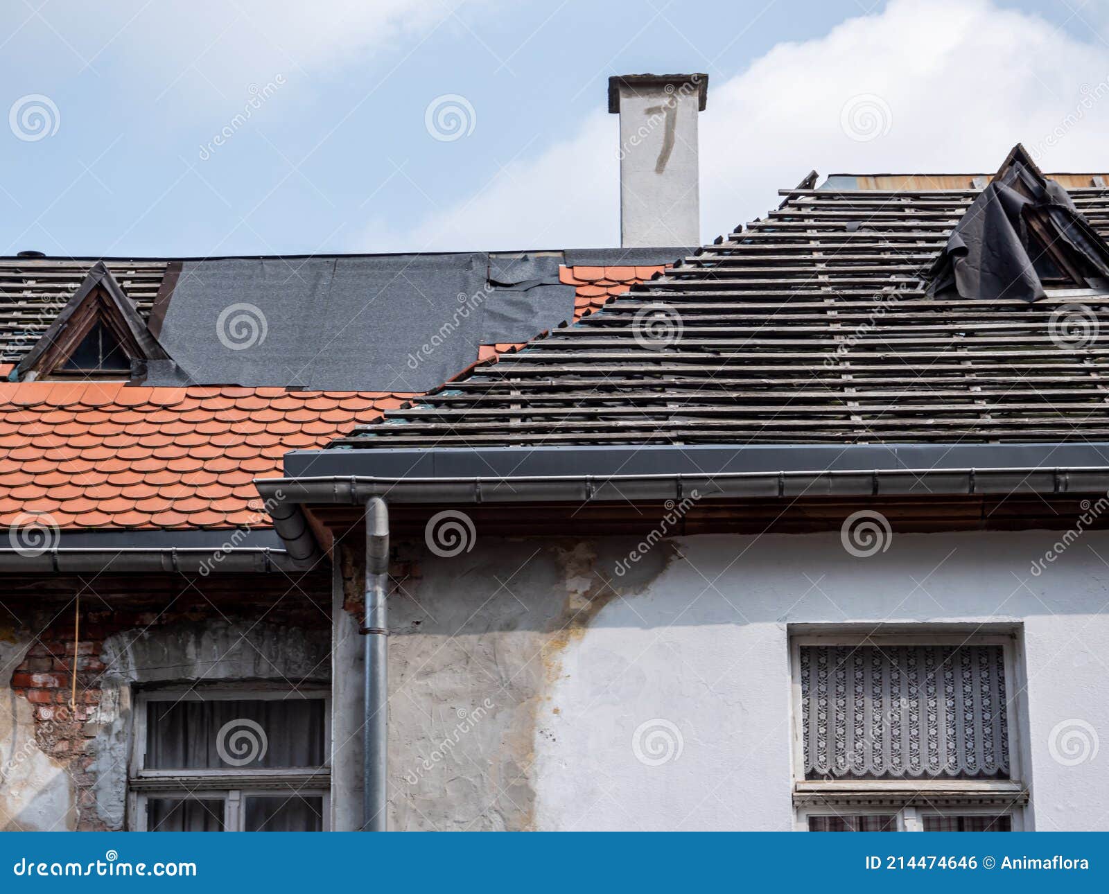 House roof is being redone stock photo. Image of carpenter - 214474646