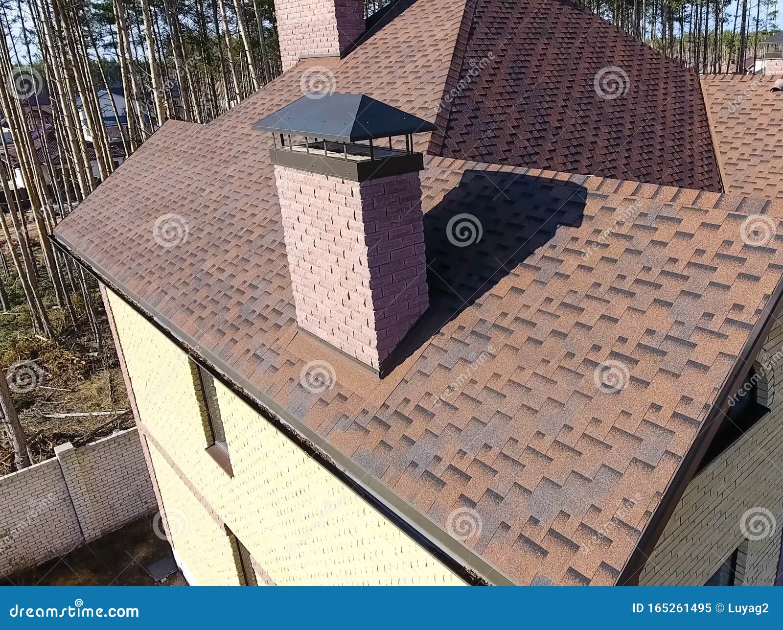 Bituminous Tile for a Roof. House with a Roof from a Bituminous Stock ...
