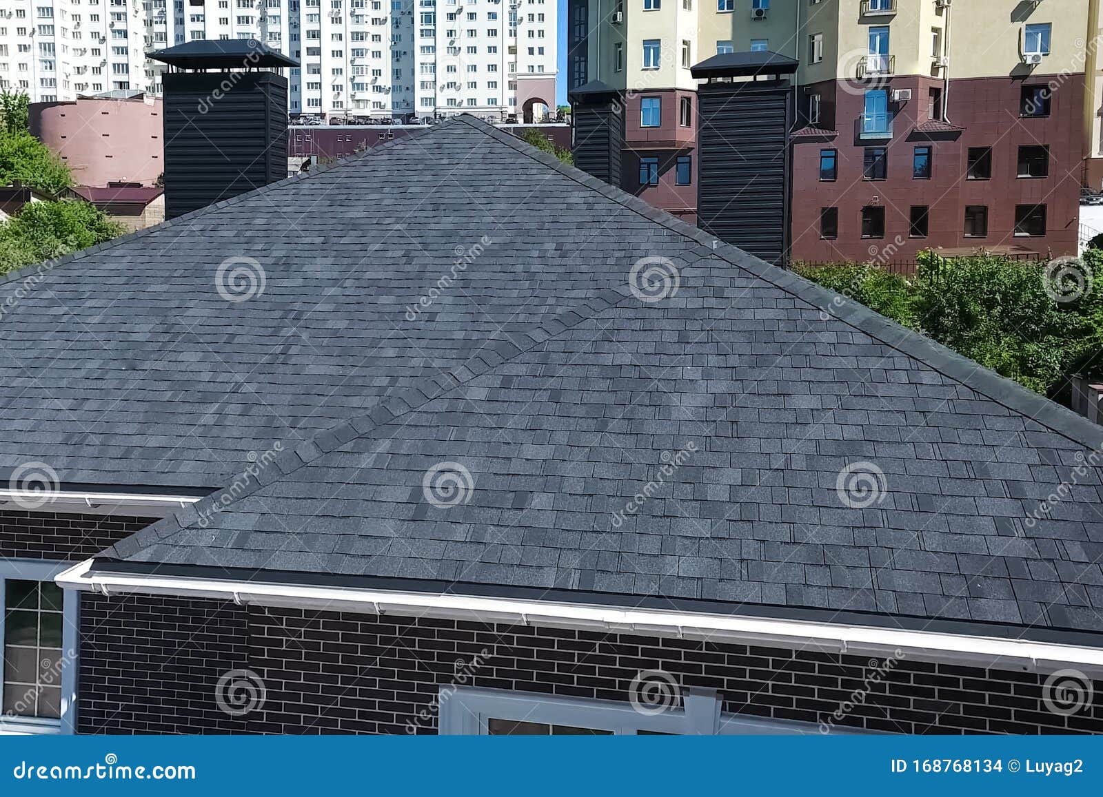 Bituminous Tile for a Roof. House with a Roof from a Bituminous Stock ...
