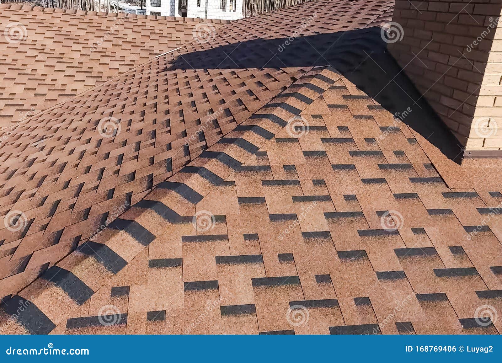 Bituminous Tile for a Roof. House with a Roof from a Bituminous Stock ...