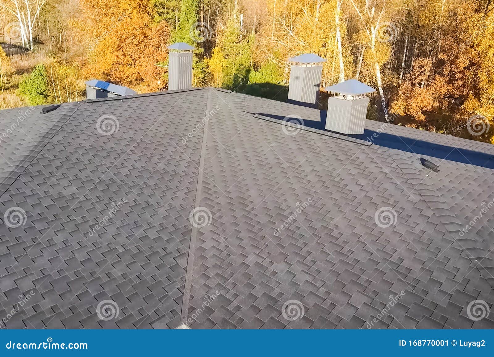 Bituminous Tile for a Roof. House with a Roof from a Bituminous Stock ...