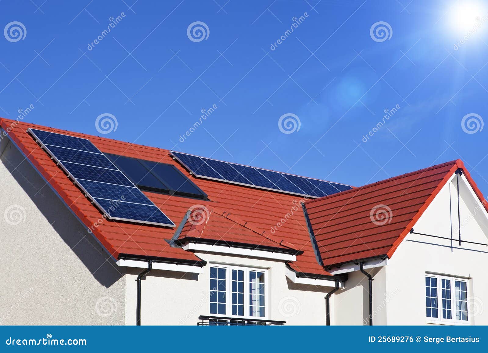 House Roof Covered with Solar Panels Stock Photo - Image of pure ...