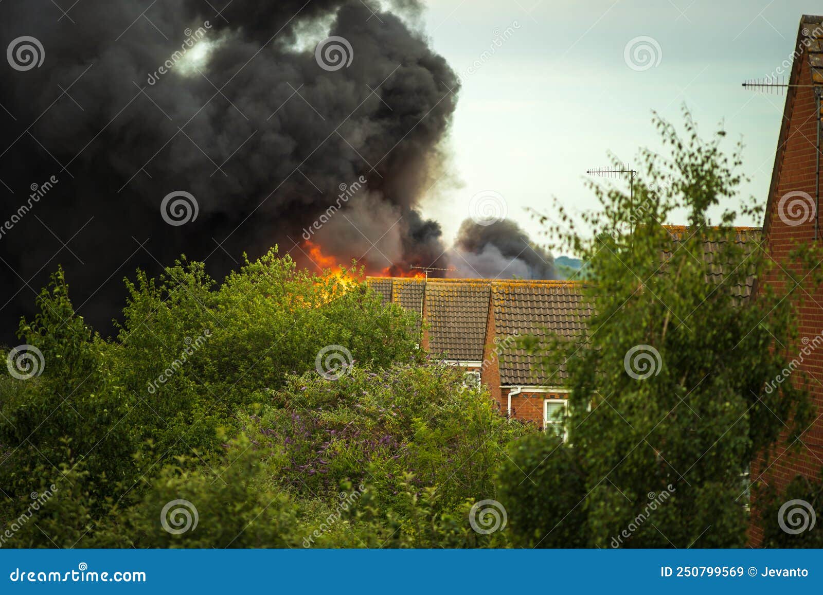 House Roof on Fire in England Uk Stock Image - Image of brick ...