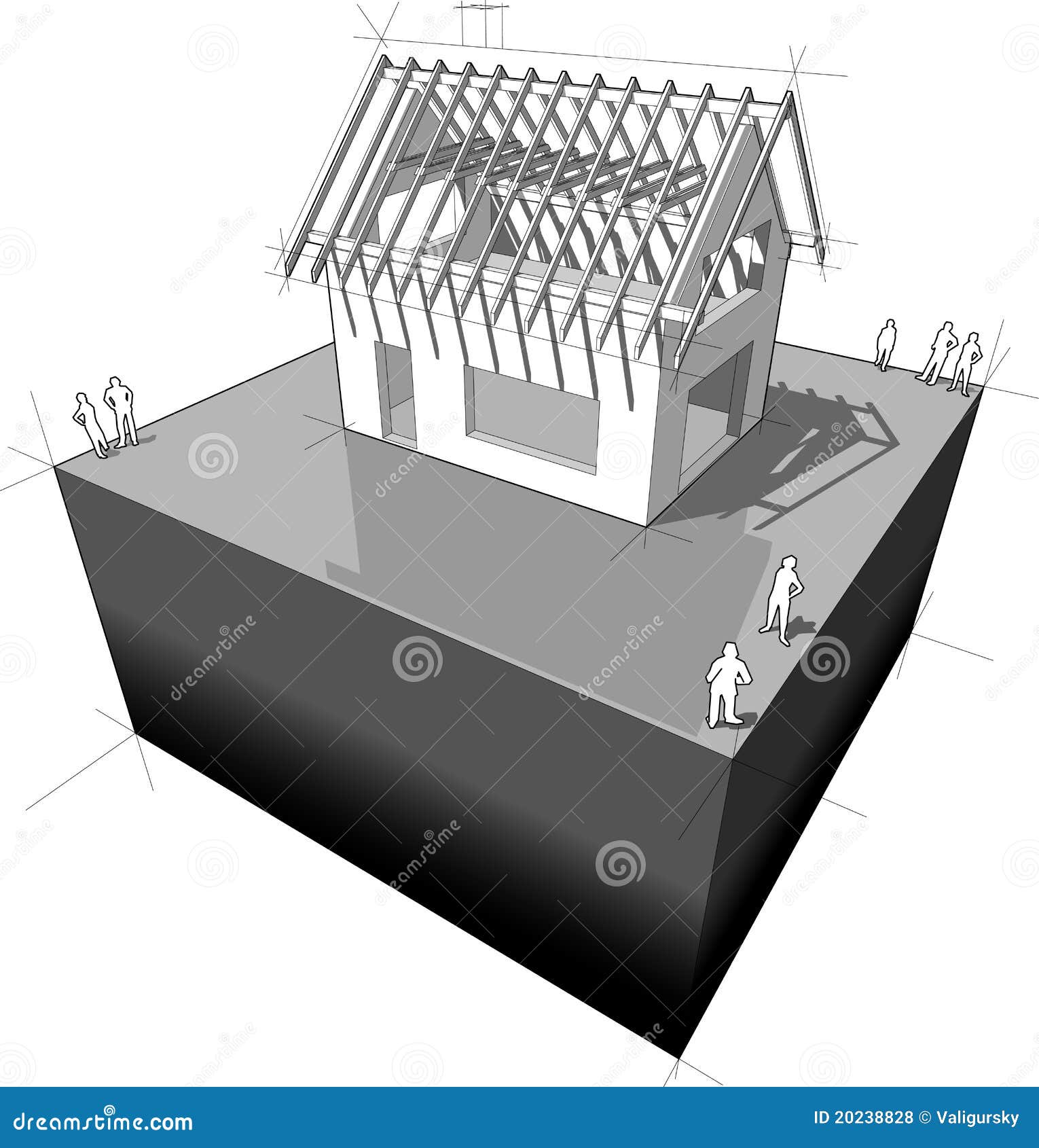 House/roof Framework Diagram Stock Vector - Illustration of house ...