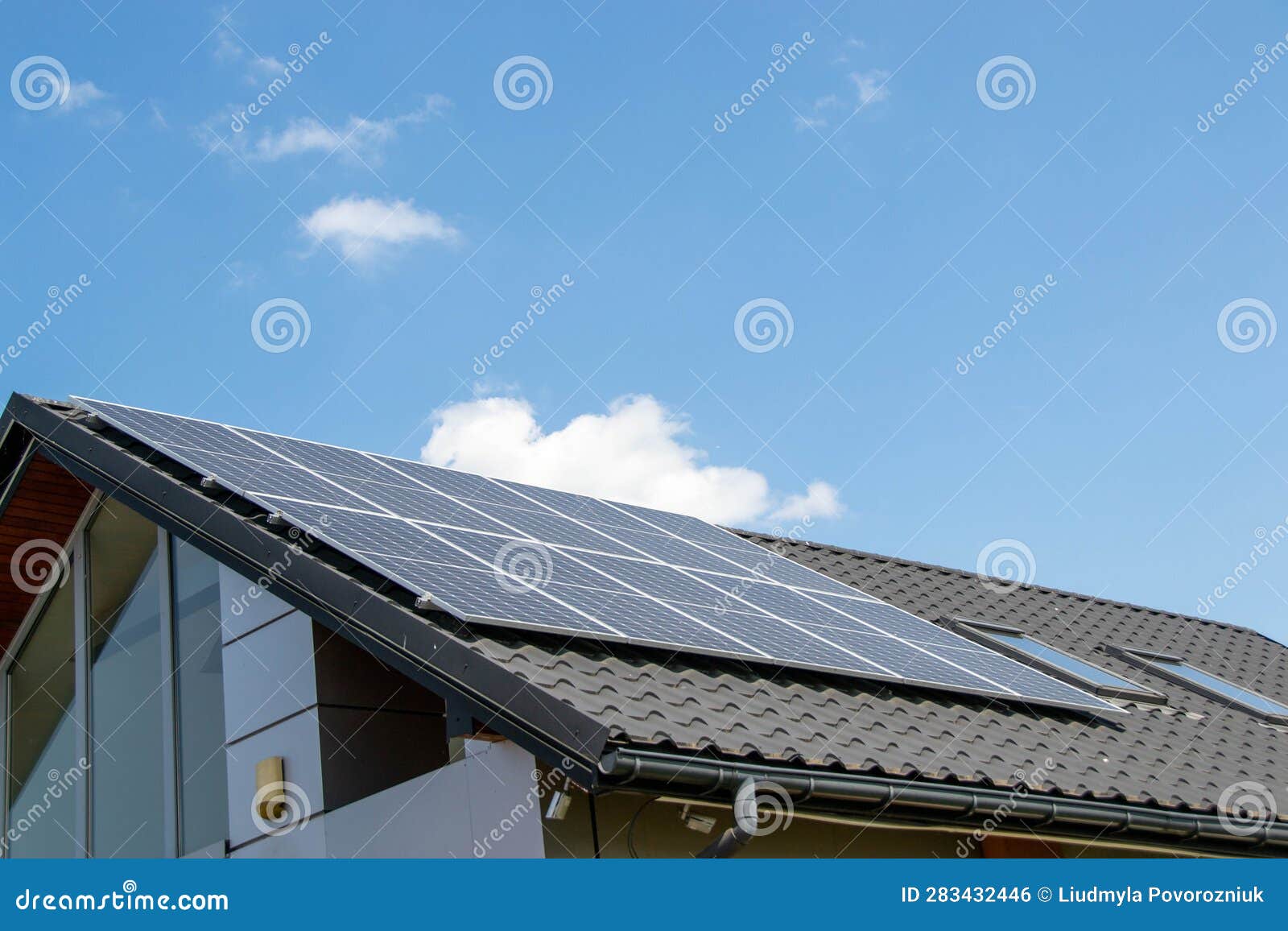 House Roof with Photovoltaic Modules. Stock Photo - Image of rooftop ...