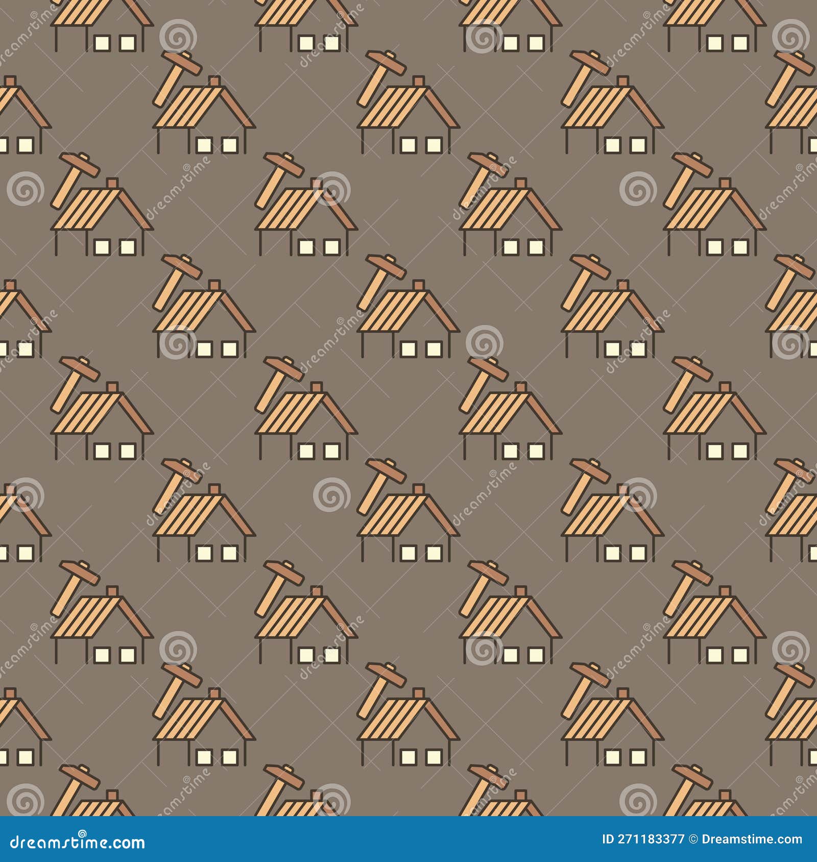House Roof Repair and Maintenance Vector Colored Seamless Pattern Stock ...