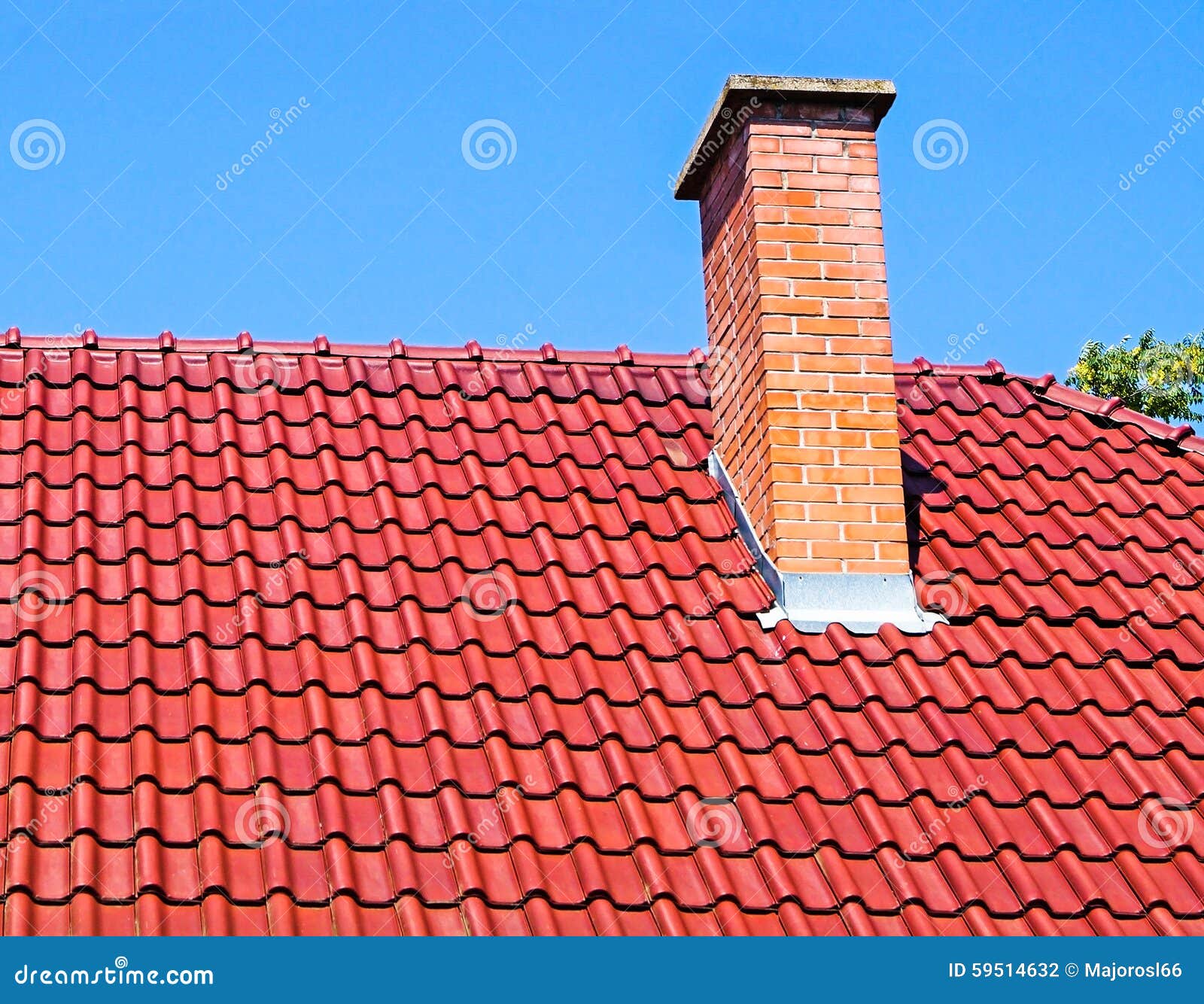 House Roof with Smoke Stack Stock Photo - Image of high, tile: 59514632