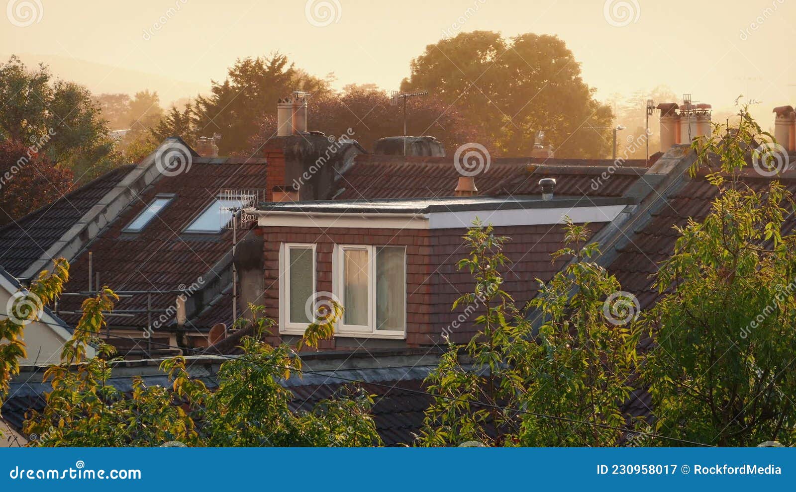 Typical Suburban House Top at Sunset Stock Video - Video of glow ...
