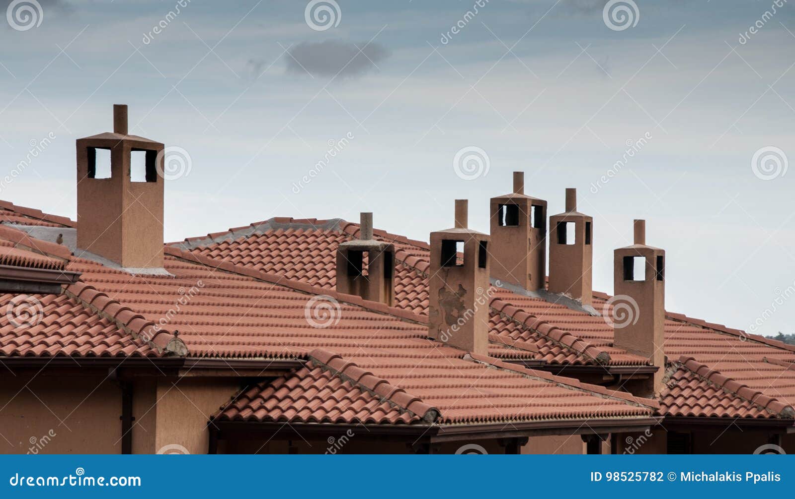 House Rooftops with Chimneys Stock Photo - Image of chimneys, house ...