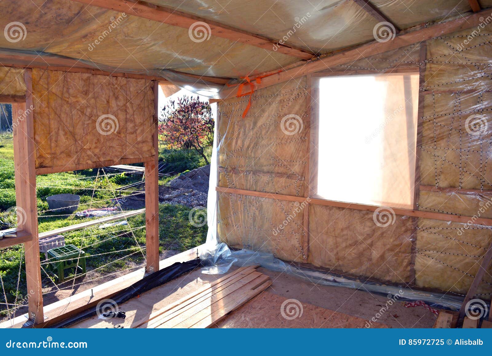 House Room Insulation with Rockwool Material Stock Image - Image of ...