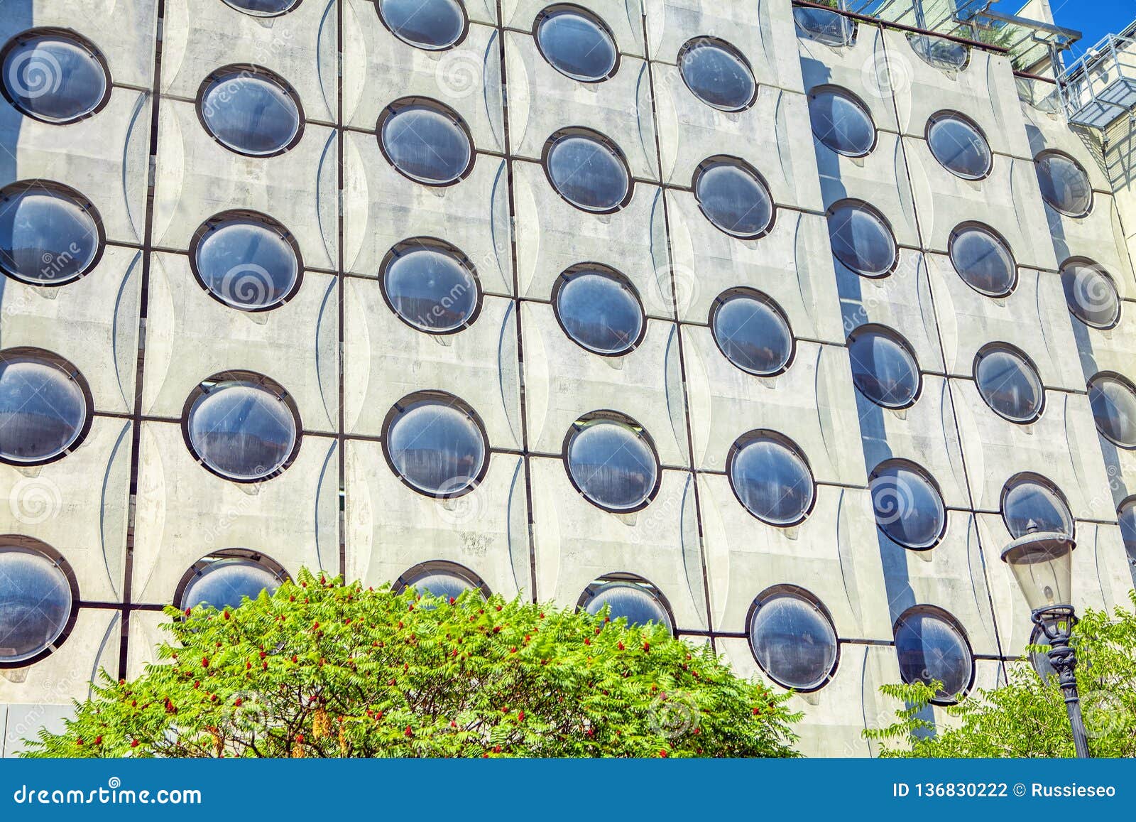House with round windows stock photo. Image of building - 136830222