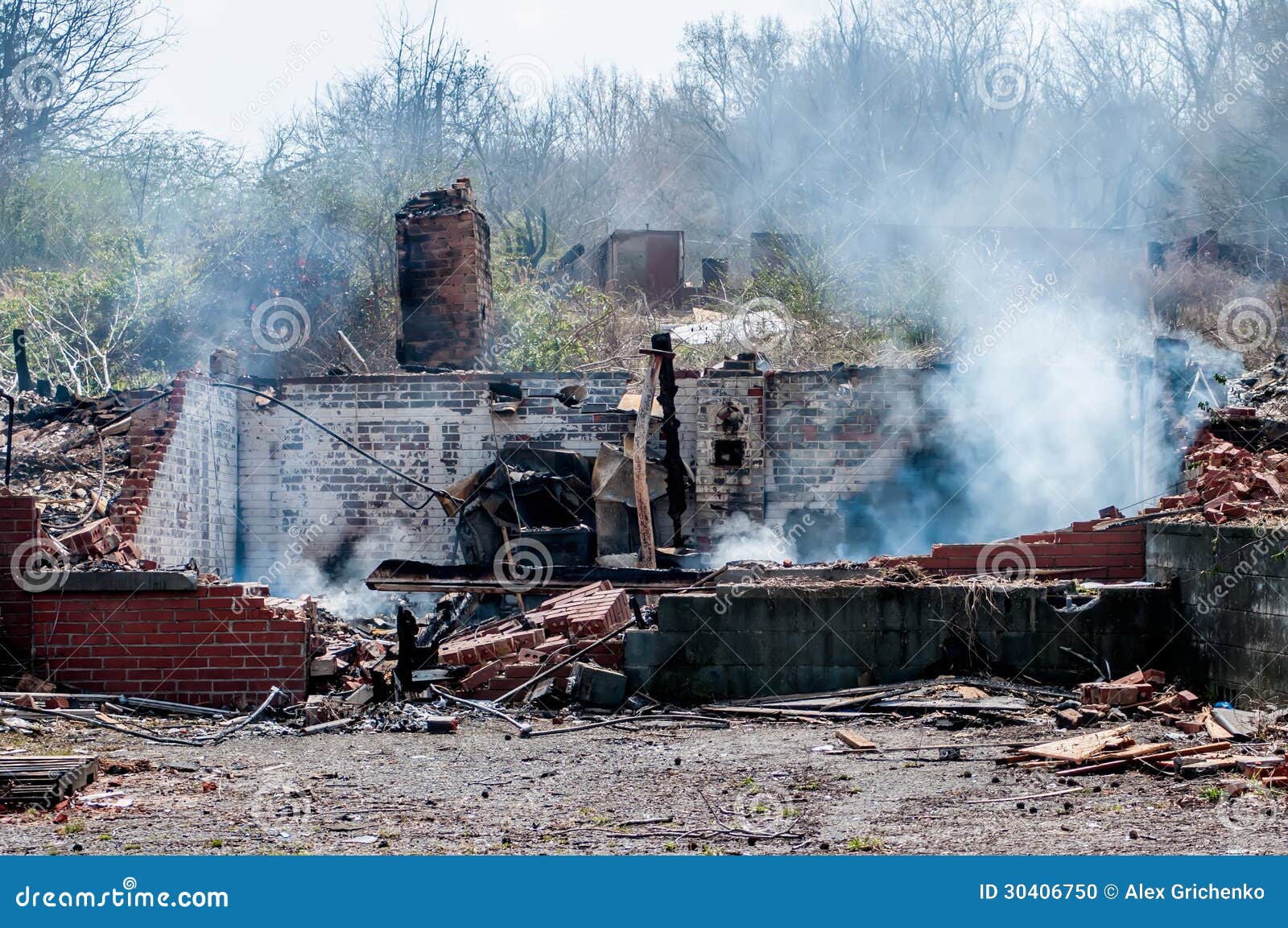 House ruins after fire stock photo. Image of outdoors - 30406750