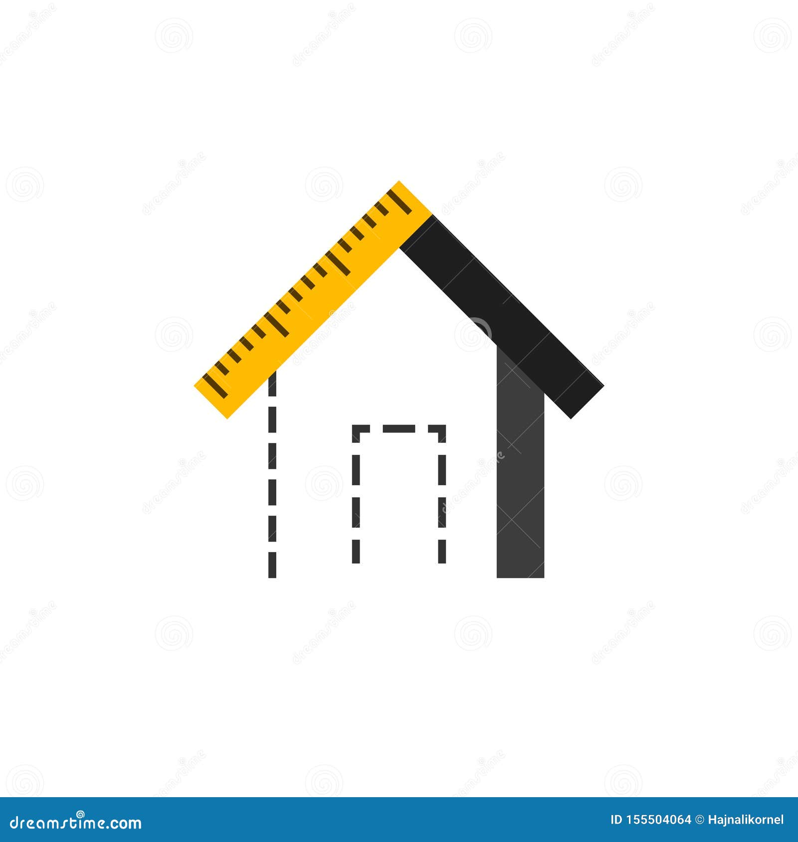 House, Ruler And Dotted Line As Building Concept Stock Vector ...
