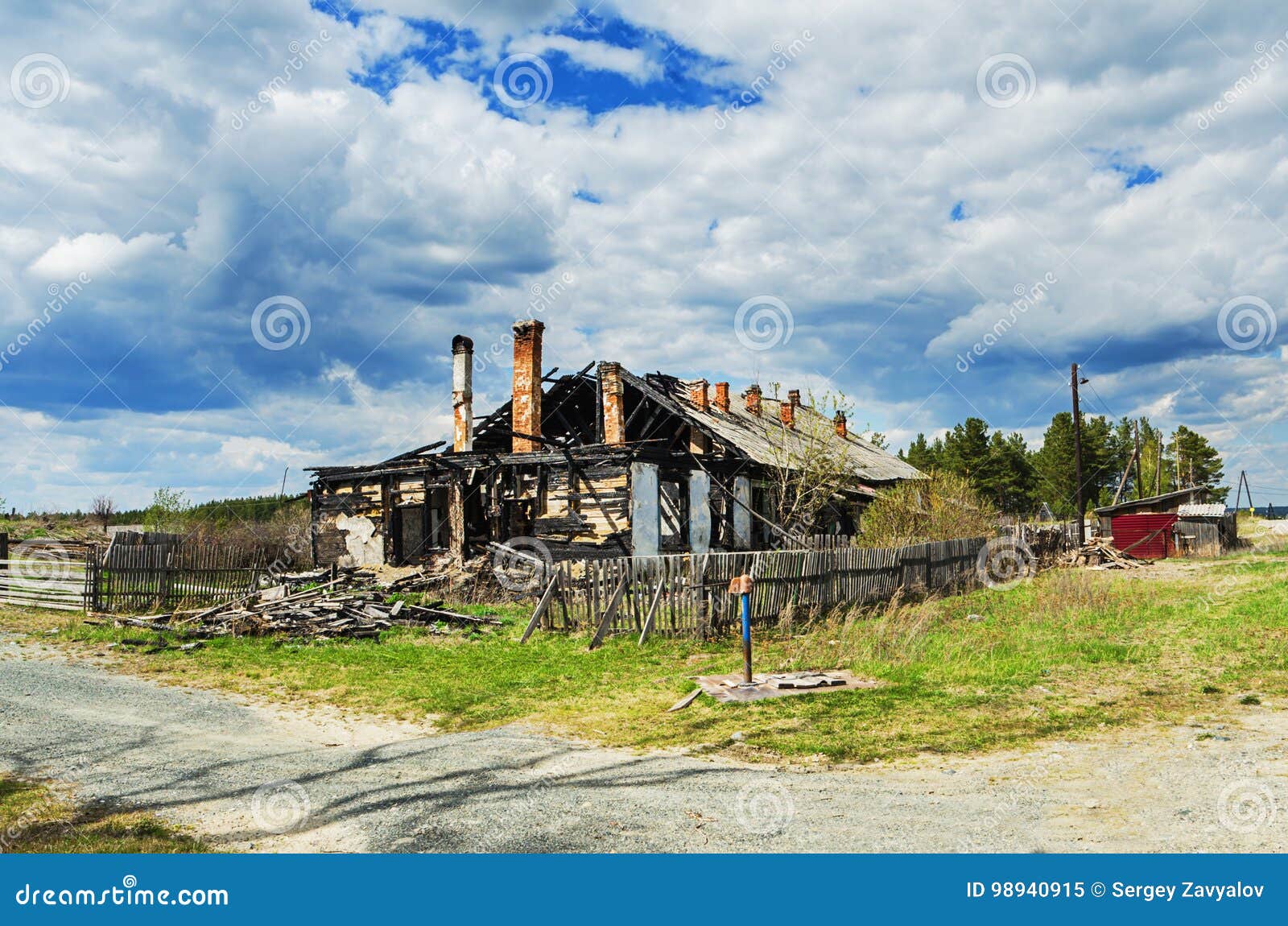 House destroyed by fire stock image. Image of destroyed - 98940915