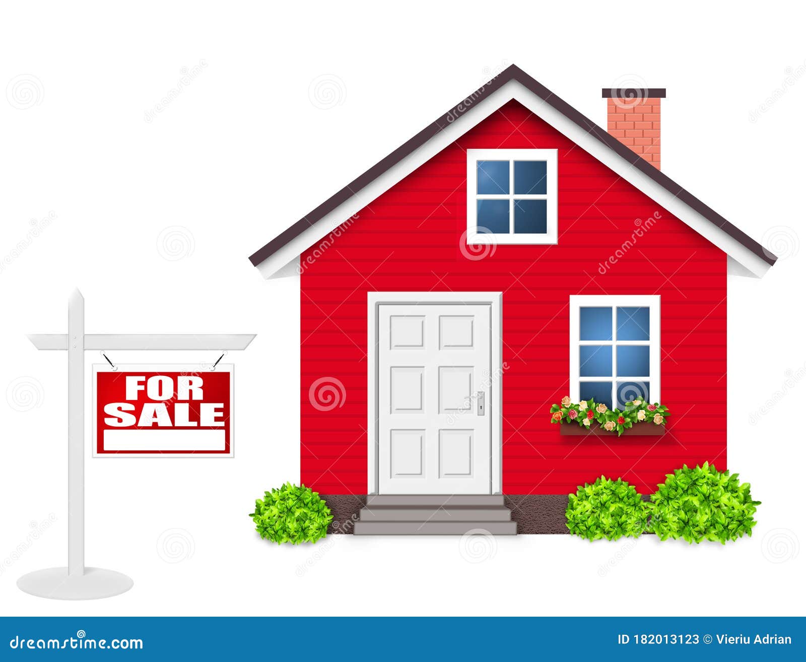 House for Sale , Home Red Simple Stock Illustration - Illustration of ...