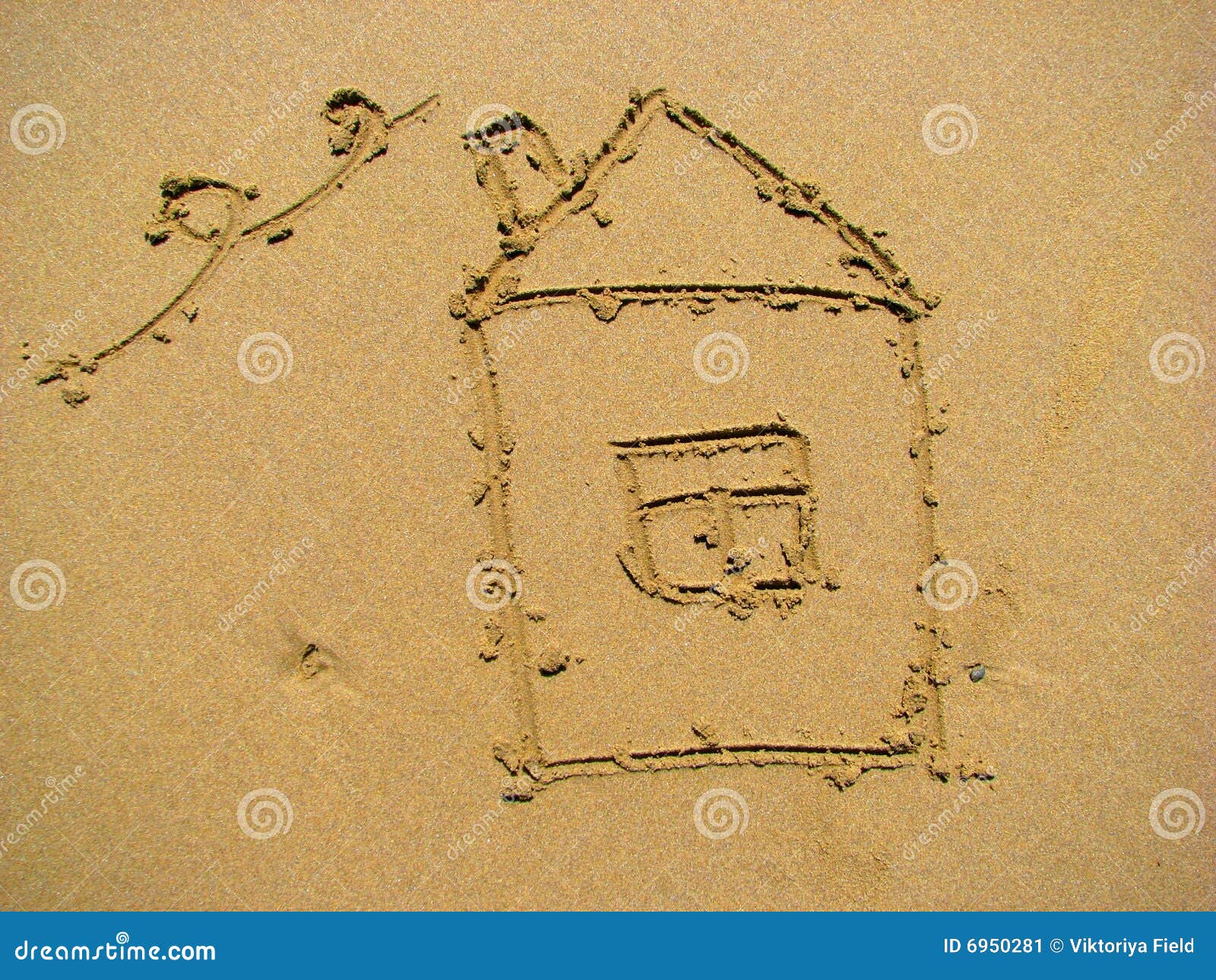 House on sand stock image. Image of beach, drawn, abstract - 6950281