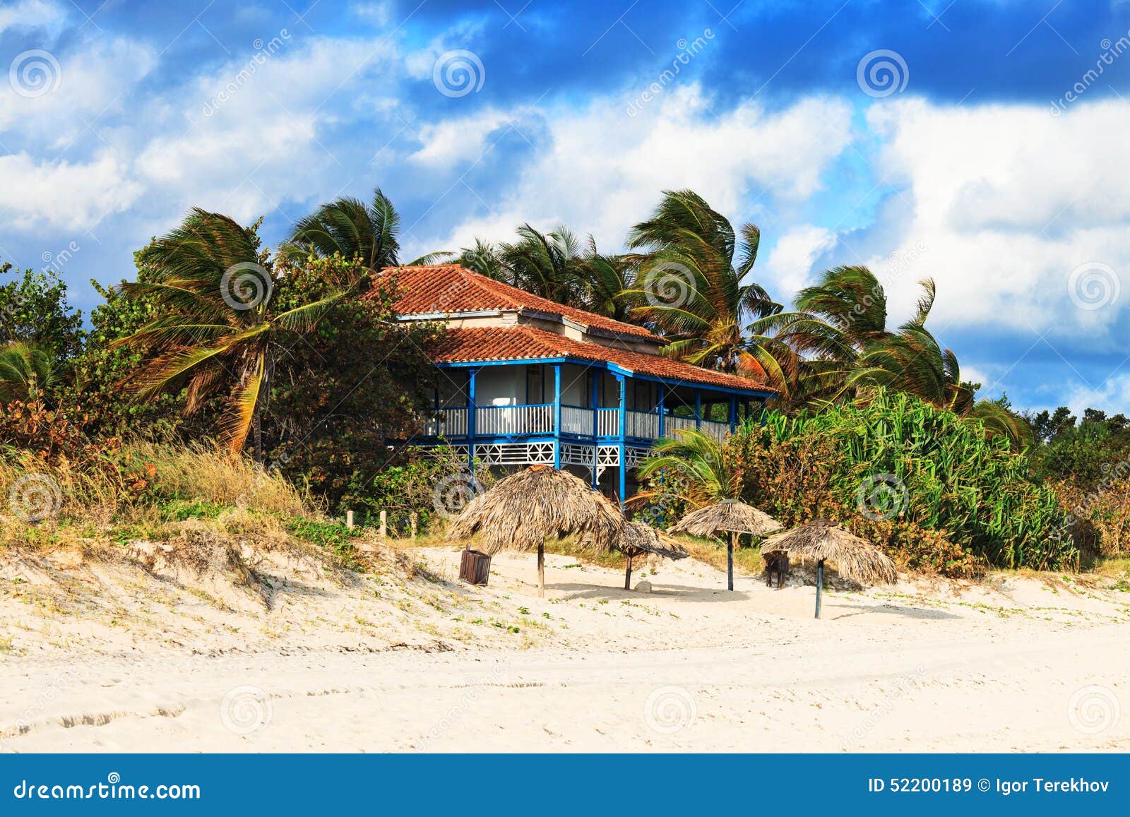 House on sandy beach stock image. Image of grass, green - 52200189