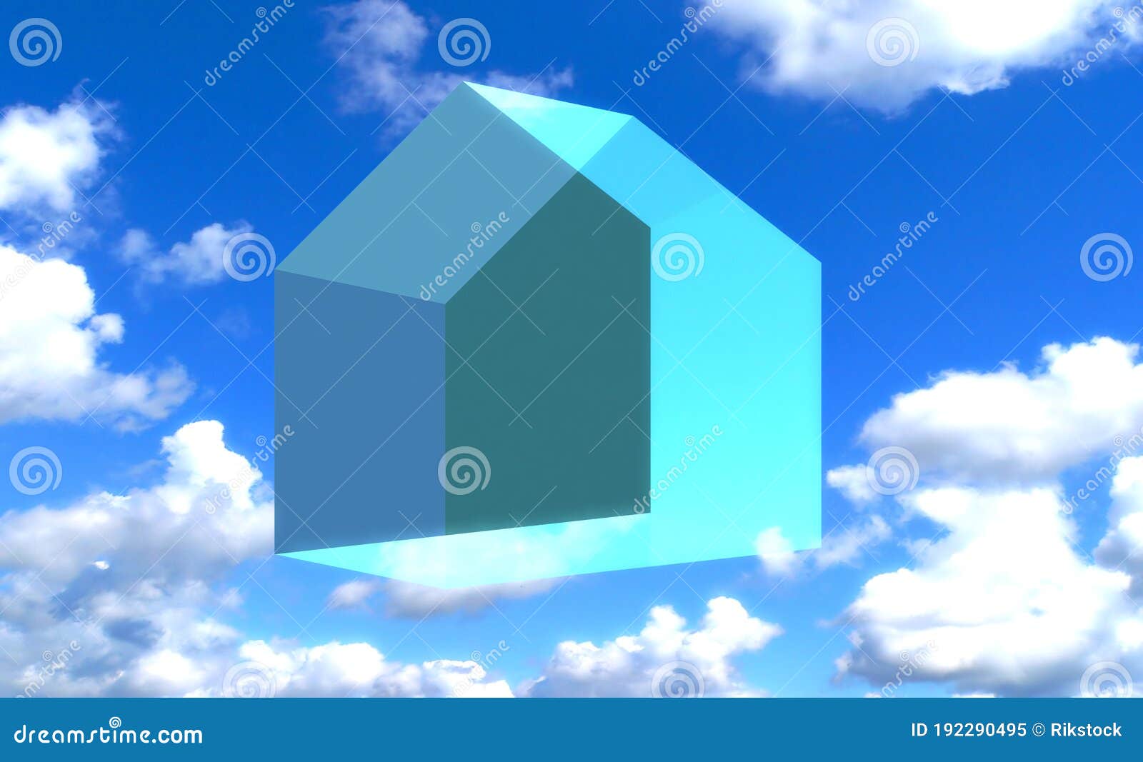 House, Schematically Drawn with Linear and Transparent Elements, in 3D ...