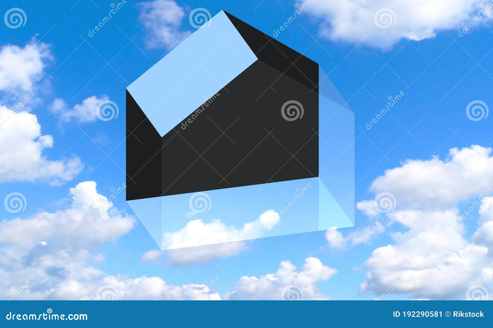 House, Schematically Drawn with Linear and Transparent Elements, in 3D ...