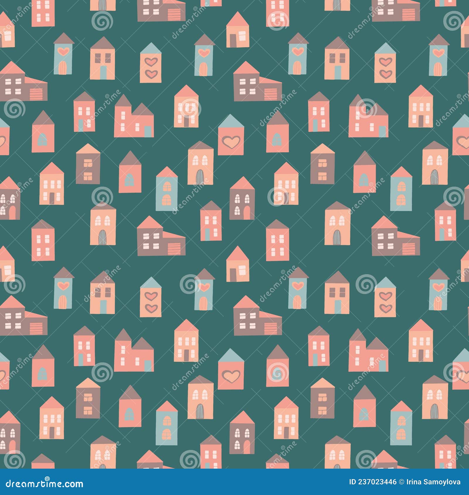 House Seamless Pattern Hand Drawn, . Wallpaper, Textiles, Wrapping ...