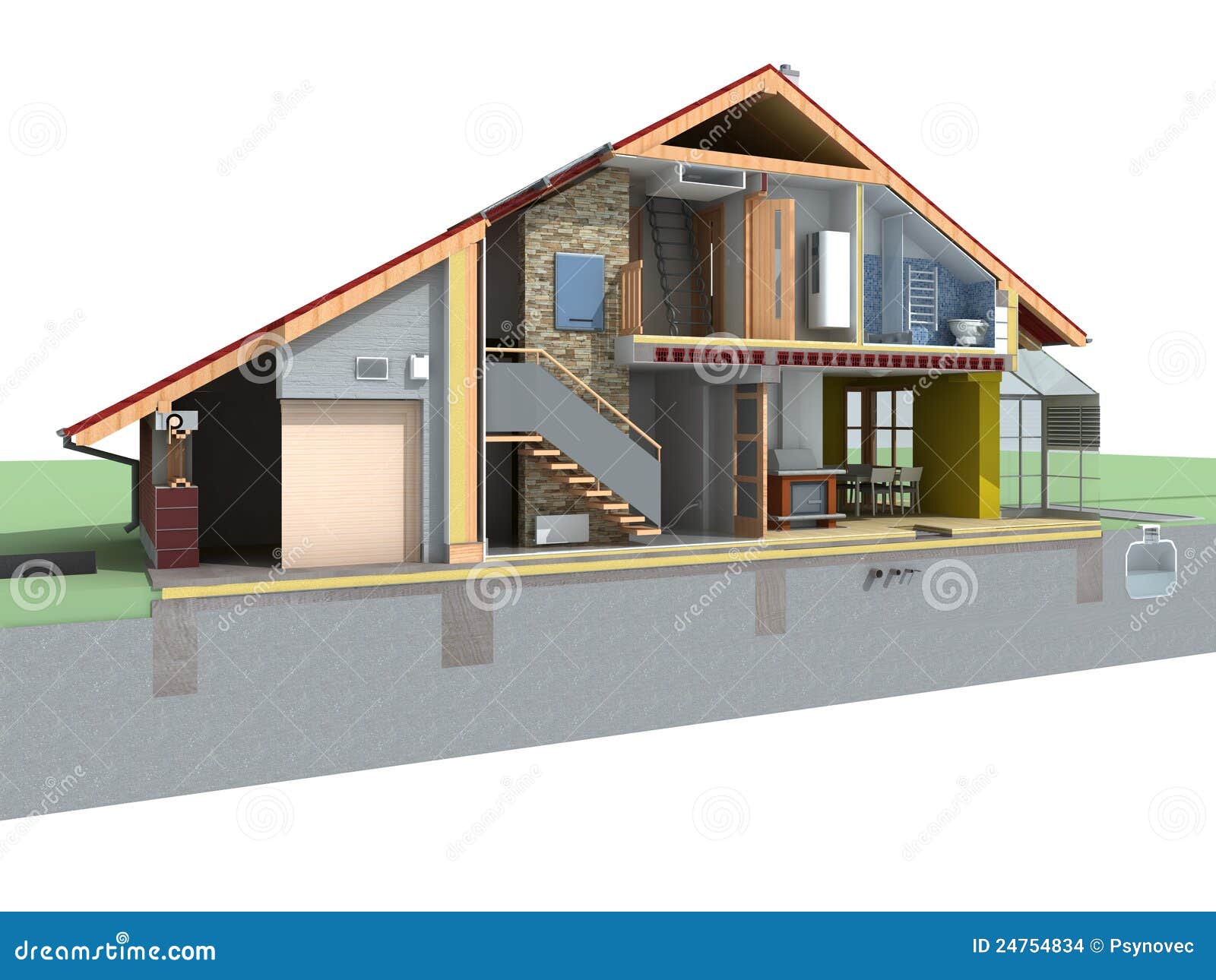 House in section stock illustration. Illustration of construction ...