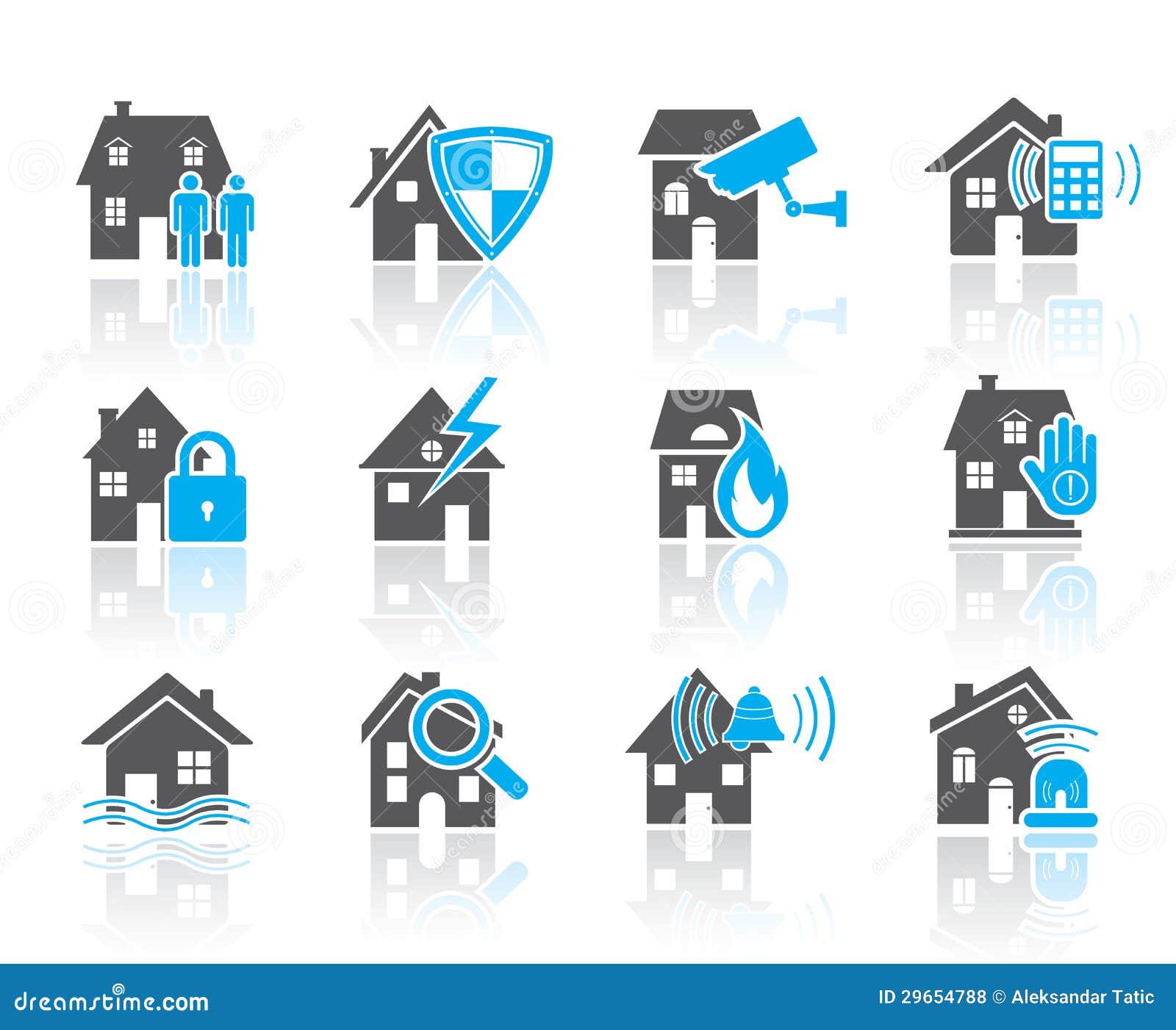 House security icons-blue stock vector. Illustration of secure - 29654788