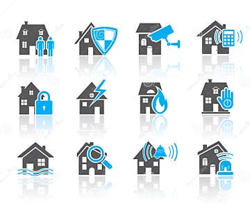 House security icons-blue stock vector. Illustration of secure - 29654788