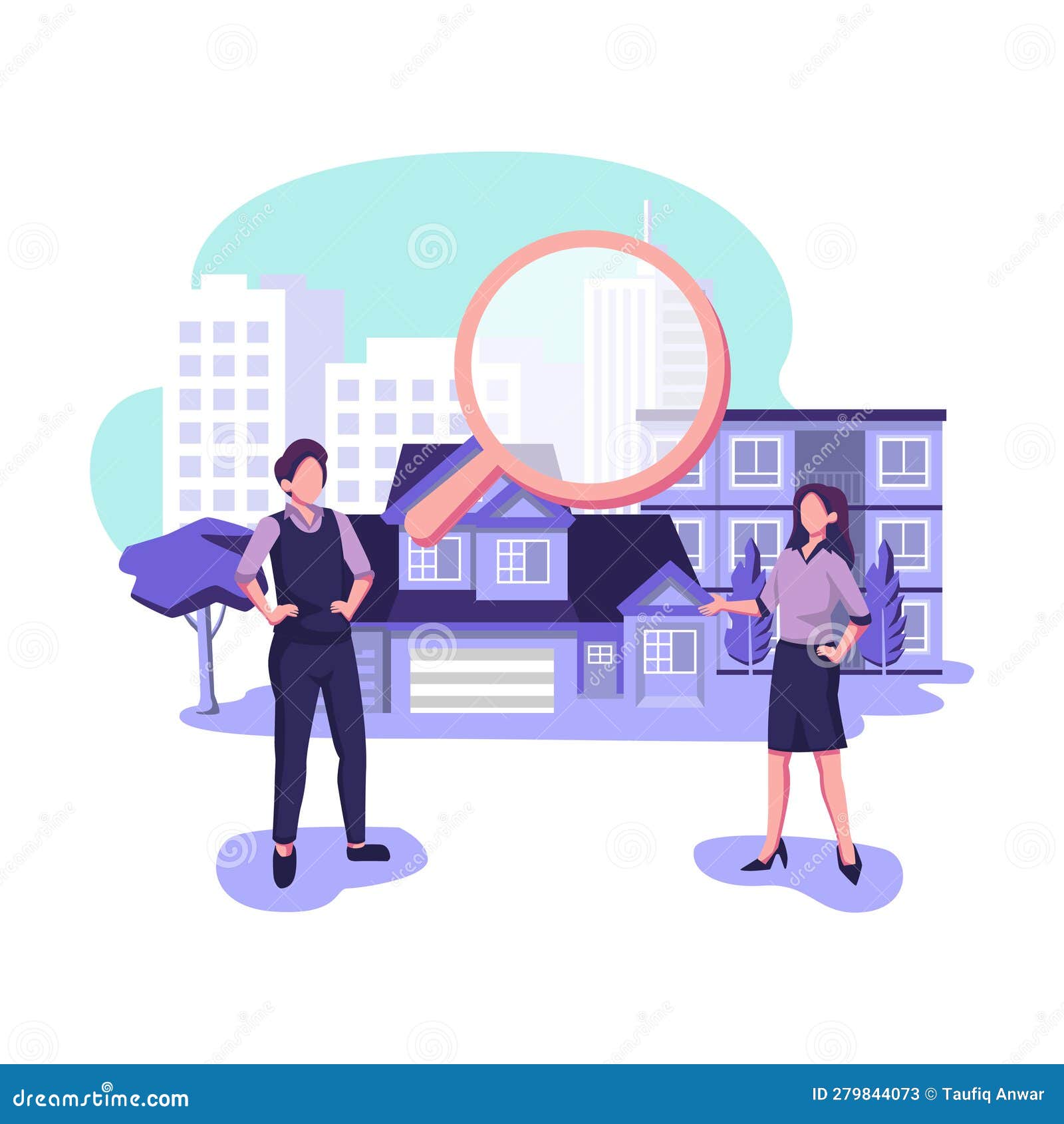 House Selection and Search Flat Style Illustration Vector Design Stock ...