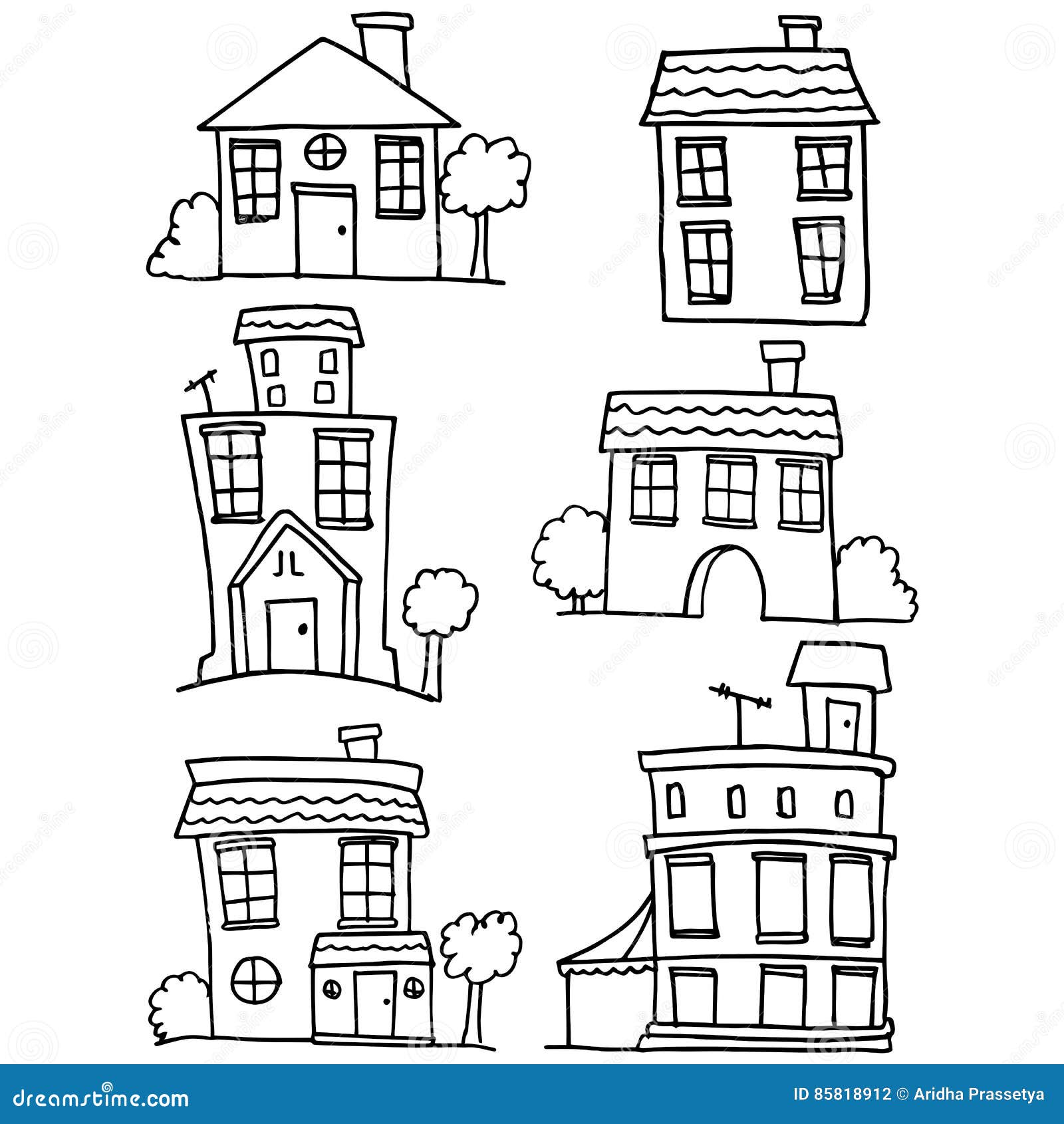 House Set with Hand Draw Collection Stock Vector - Illustration of ...