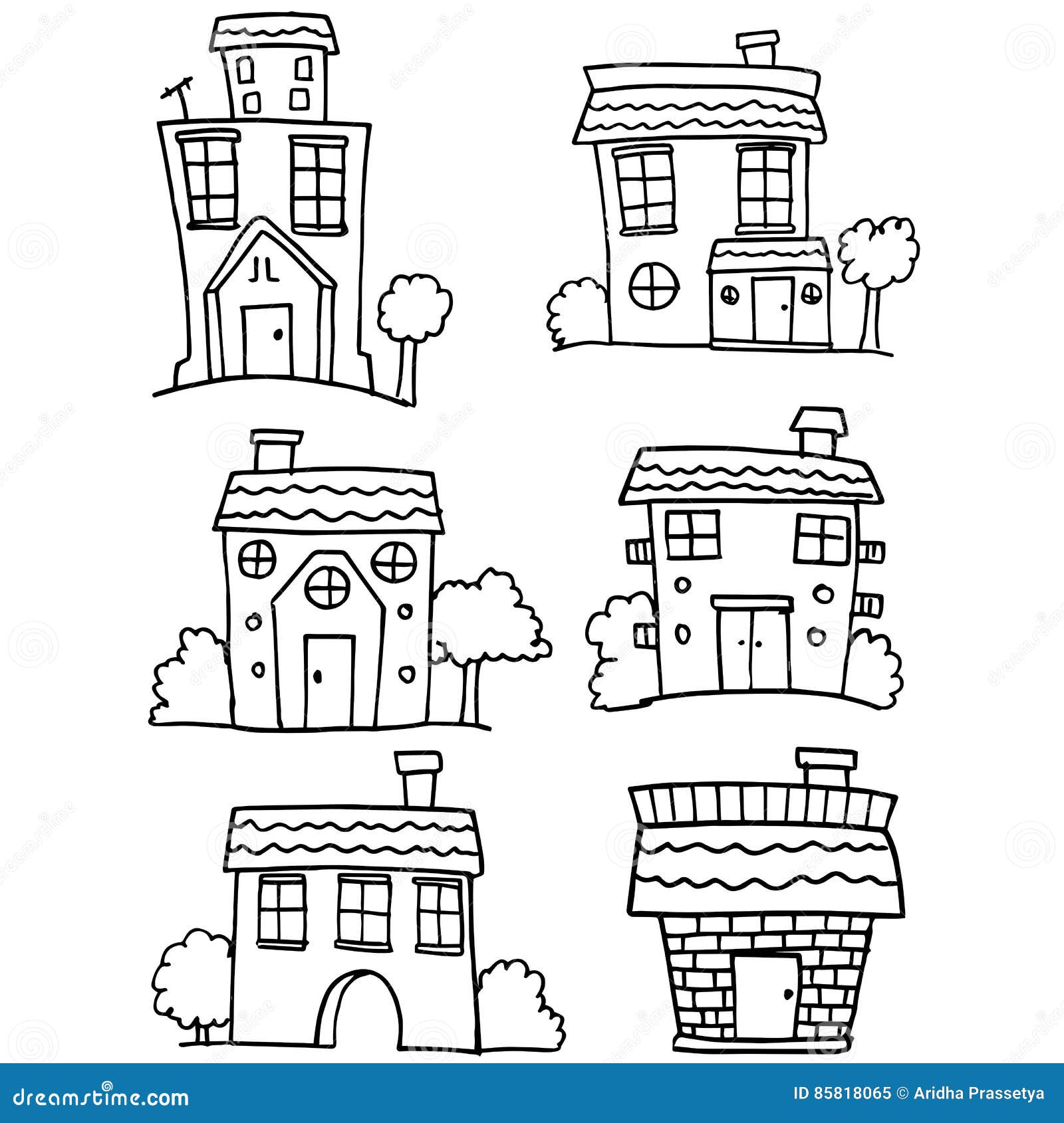 House set with hand draw stock vector. Illustration of architecture ...