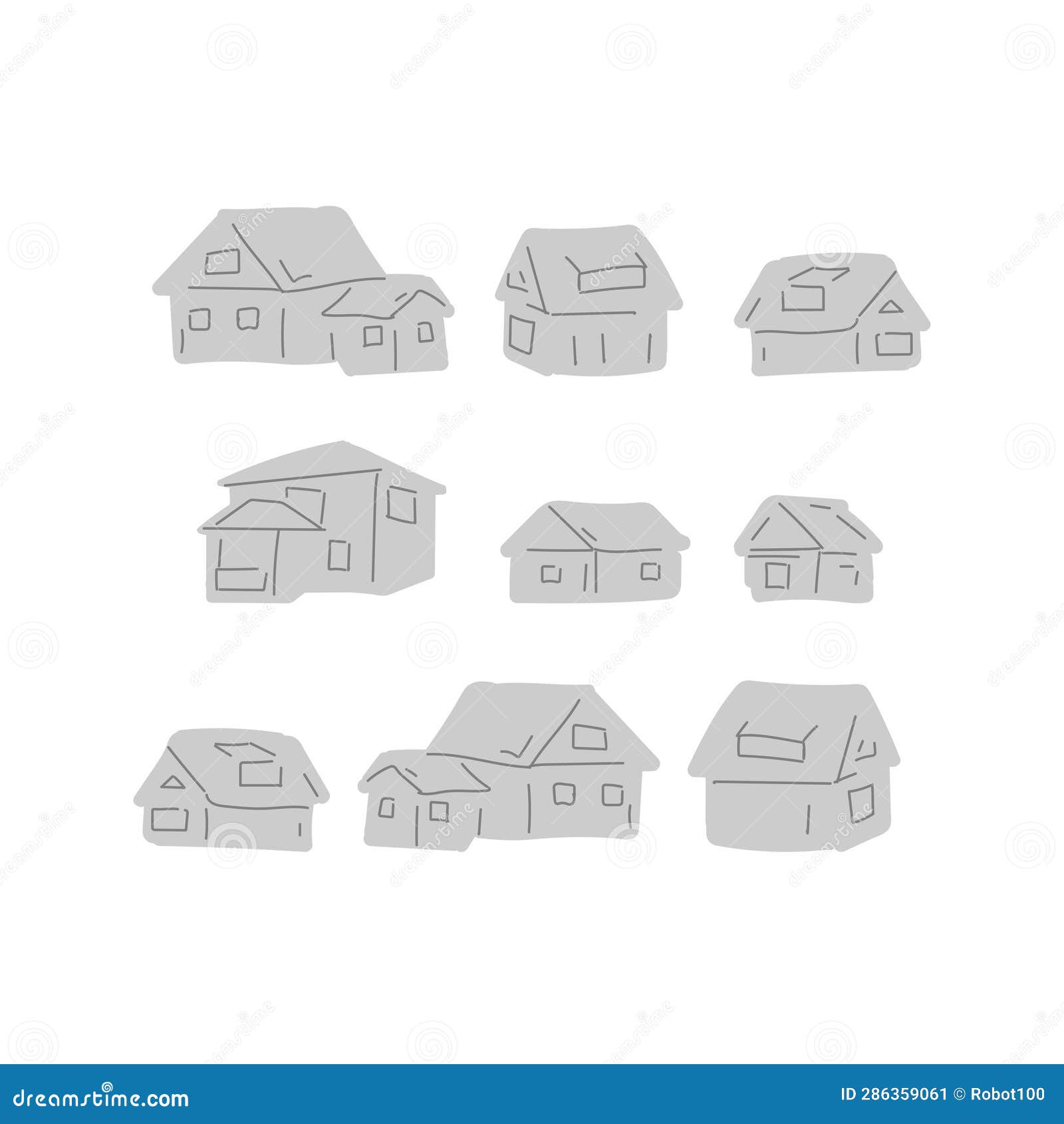 House Set Hand Drawing Simple Shape. Vector Illustration Stock Vector ...