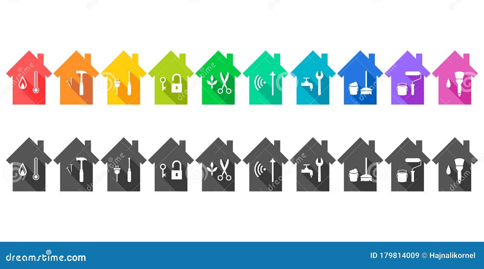 House Set with Various Work Tool Icons Displaying Related Professions ...