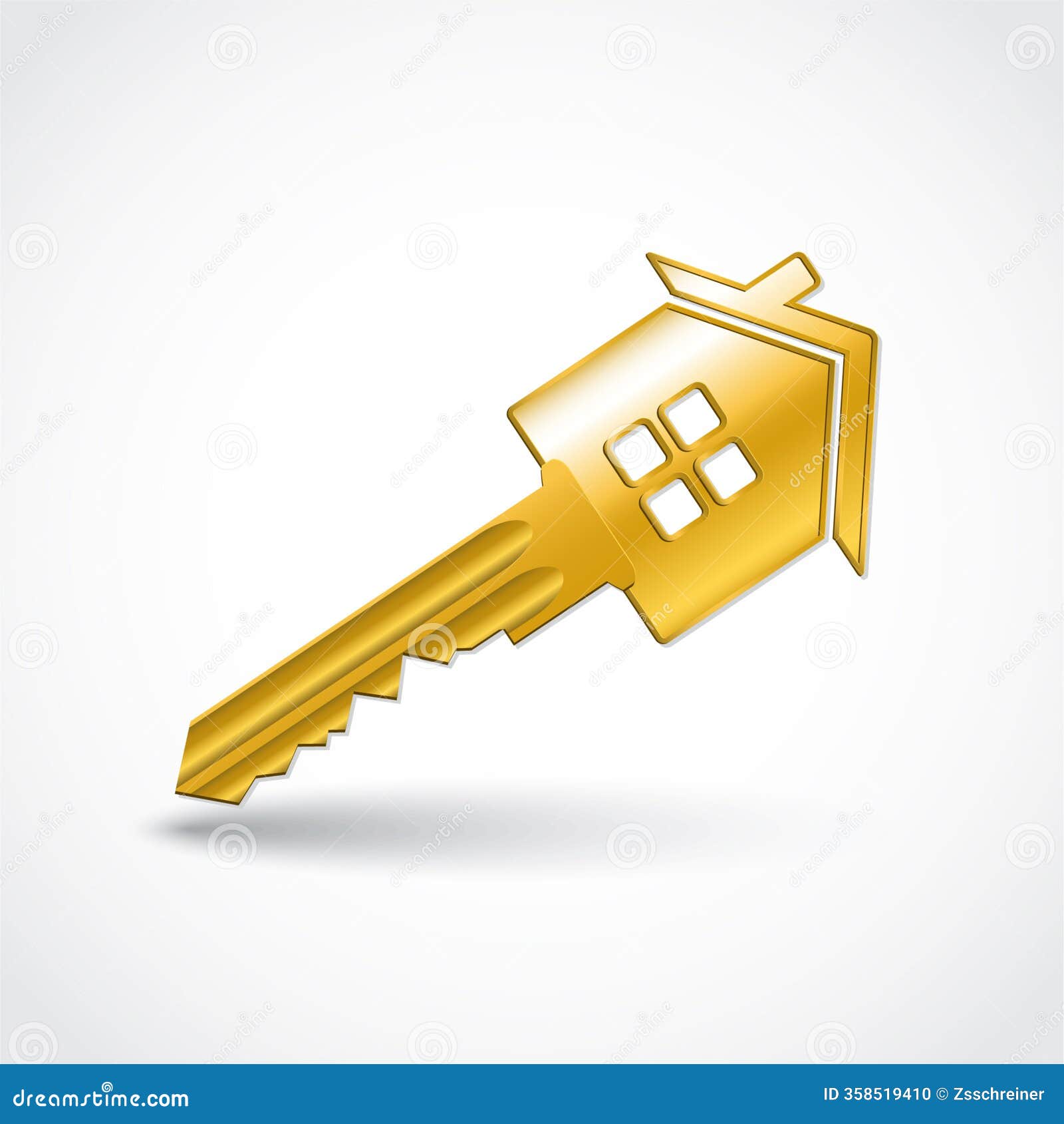 House Shape 3d Gold Key with Shadow Stock Vector - Illustration of ...