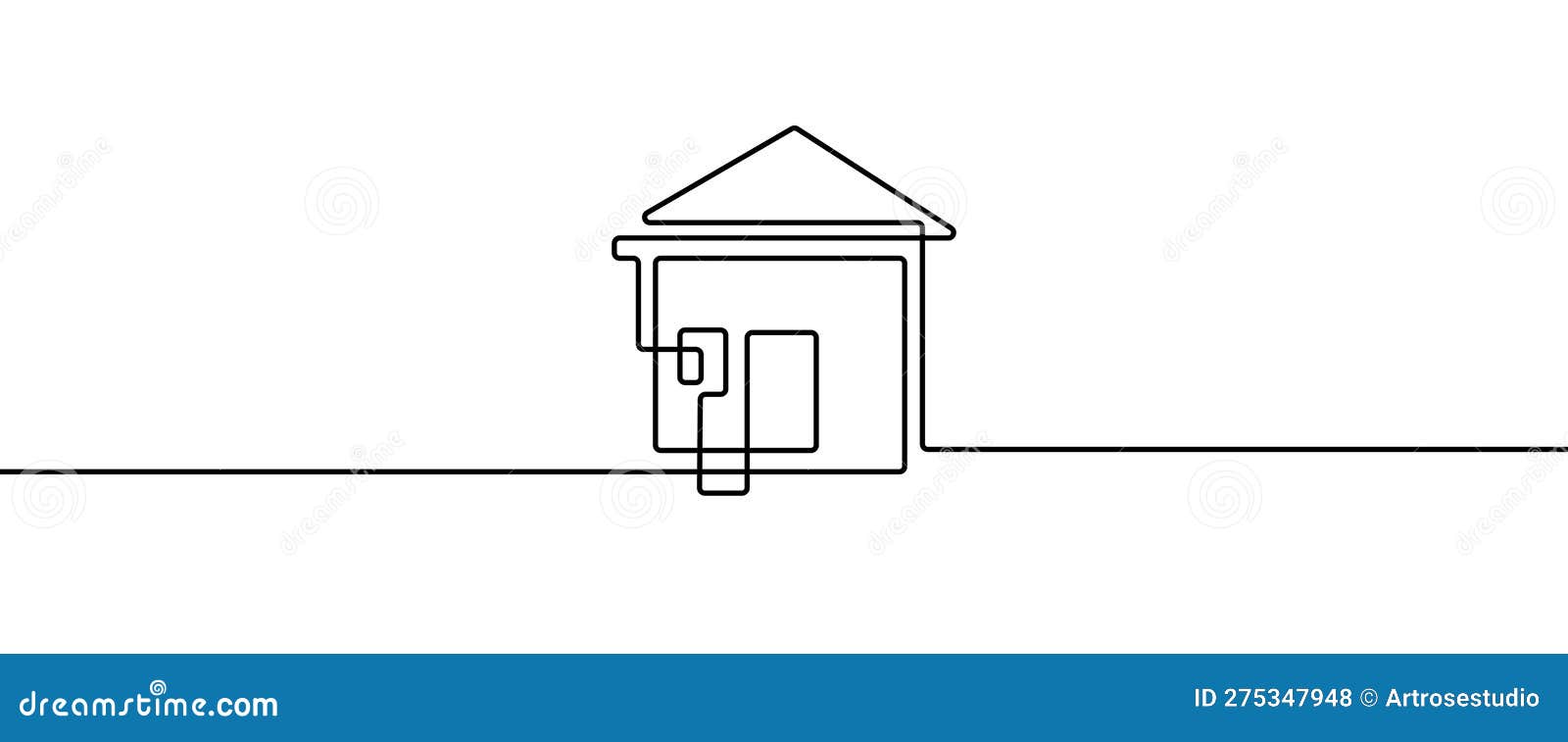 House Shape Drawing by Continuos Line, Thin Line Design Vector ...