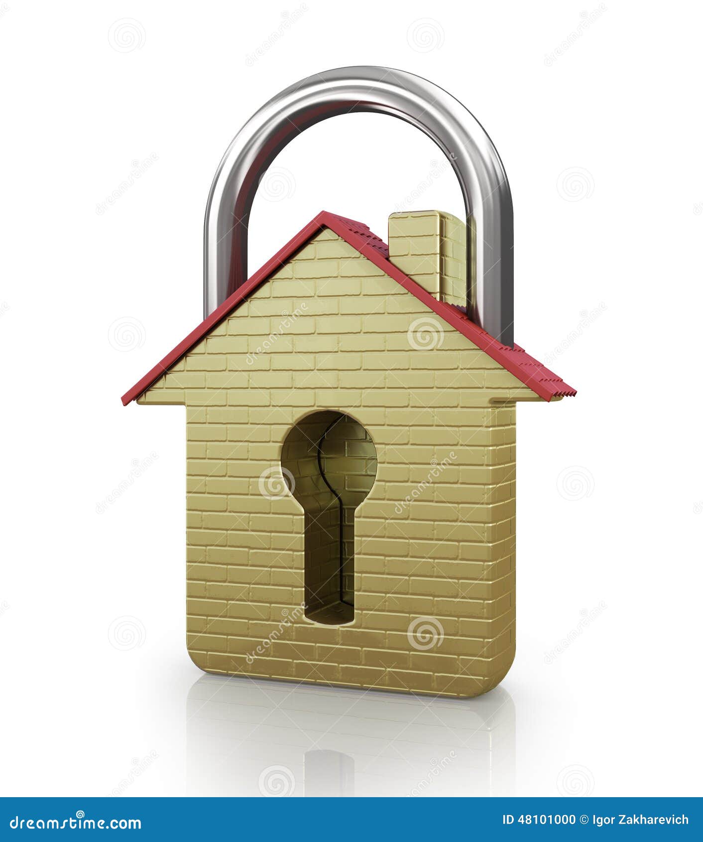 House in the Shape of a Gold Padlock. Stock Illustration - Illustration ...