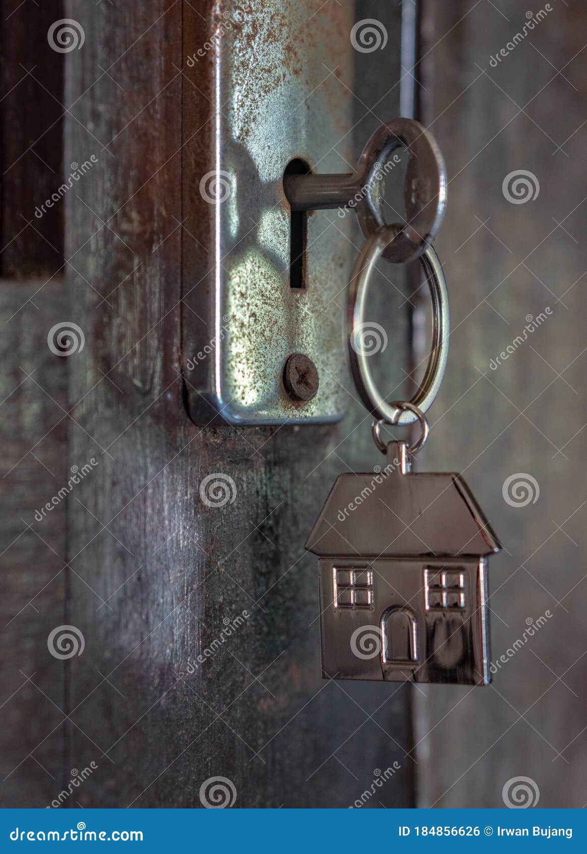 House Shape Keyring on a Door Lock Stock Photo - Image of purchase ...