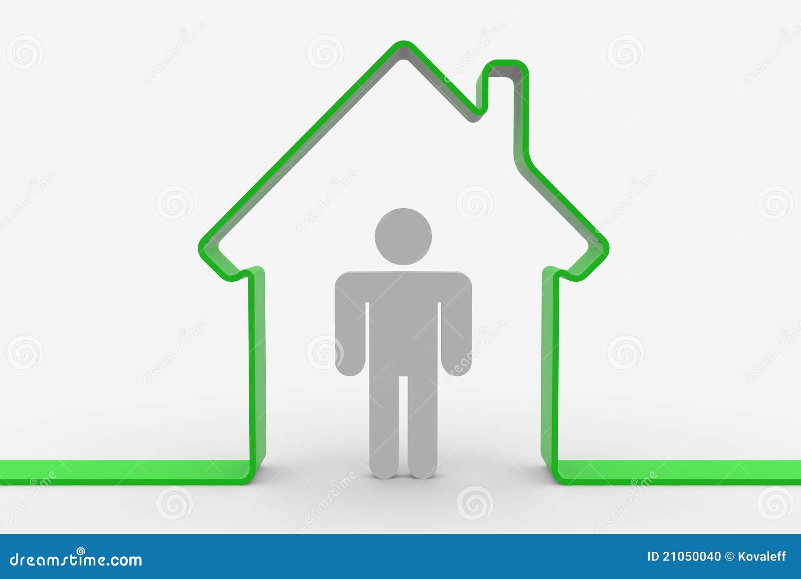 House Shape with Man Inside Stock Illustration - Illustration of estate ...