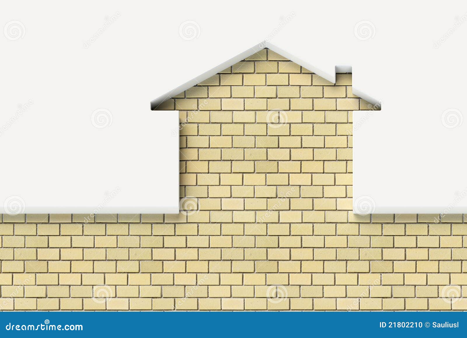 House Shaped White Wall with Bricks Behind Stock Illustration ...