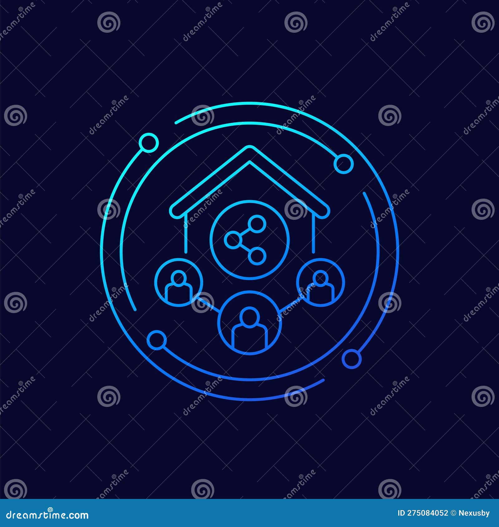 House Share Icon with Tenants, Linear Design Stock Vector ...