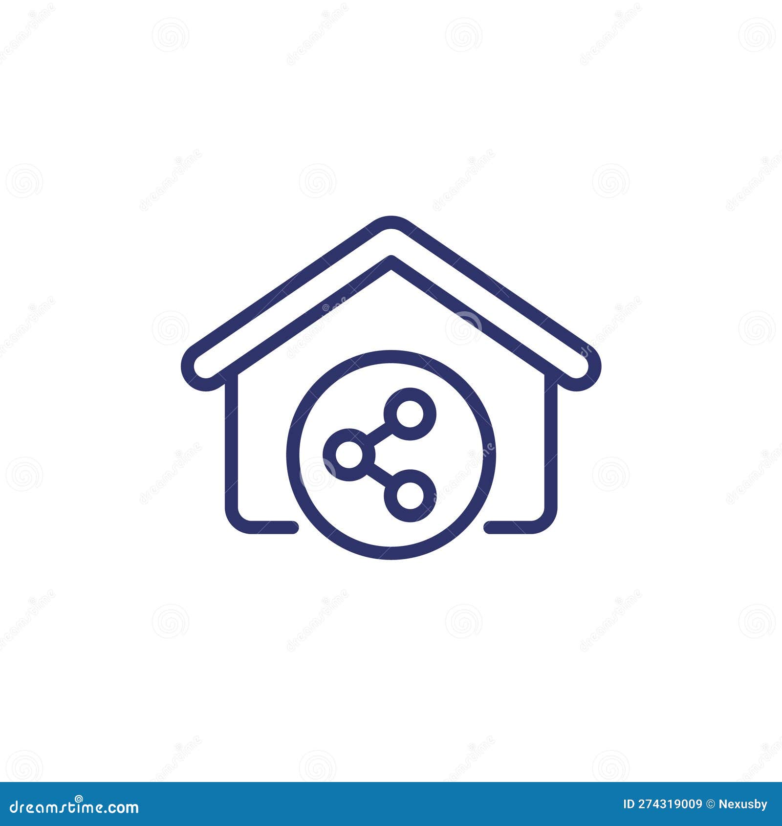 House Share Line Icon on White, Vector Stock Vector - Illustration of ...