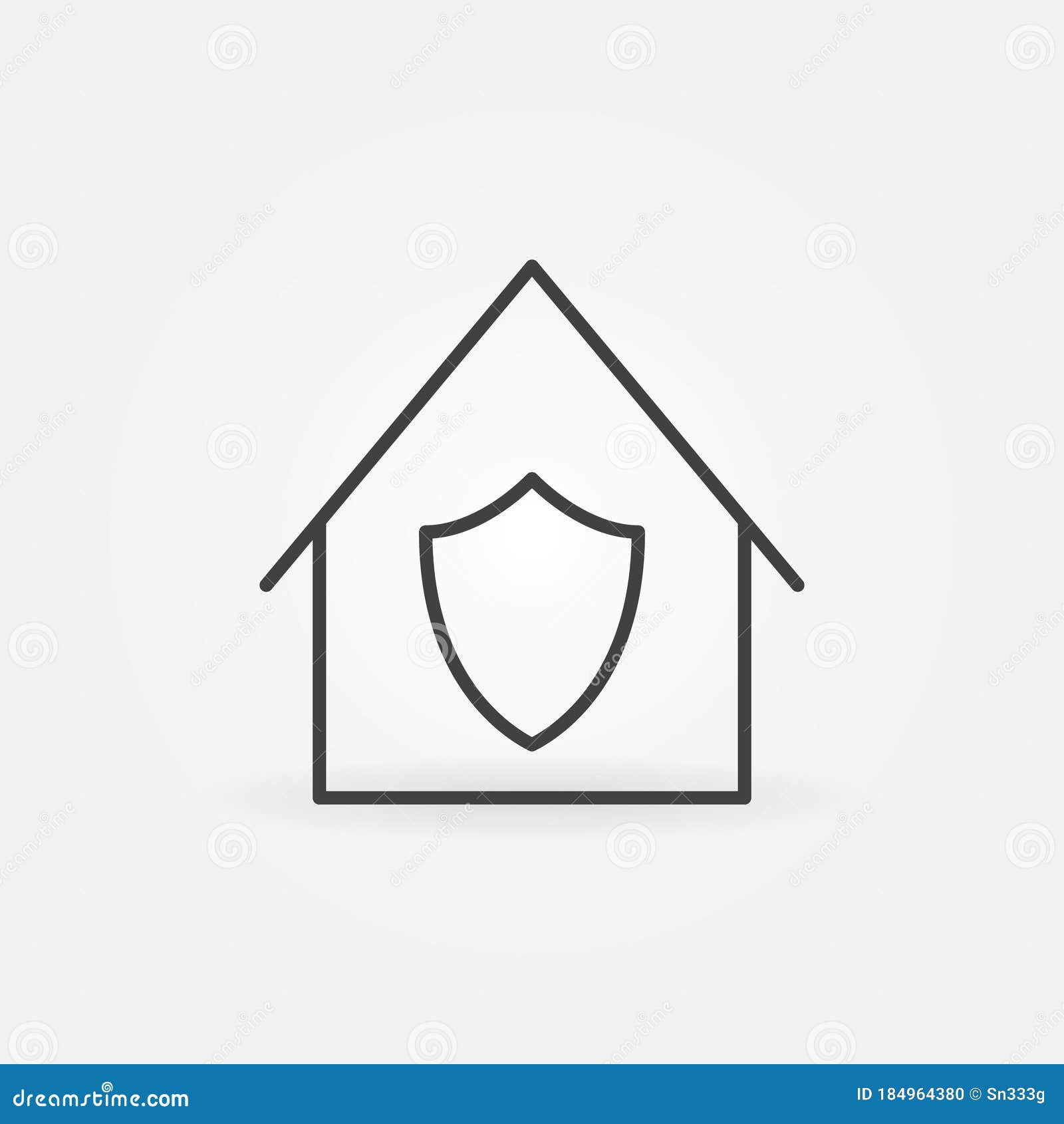 House with Shield Outline Icon. Vector Stay at Home Symbol Stock Vector ...