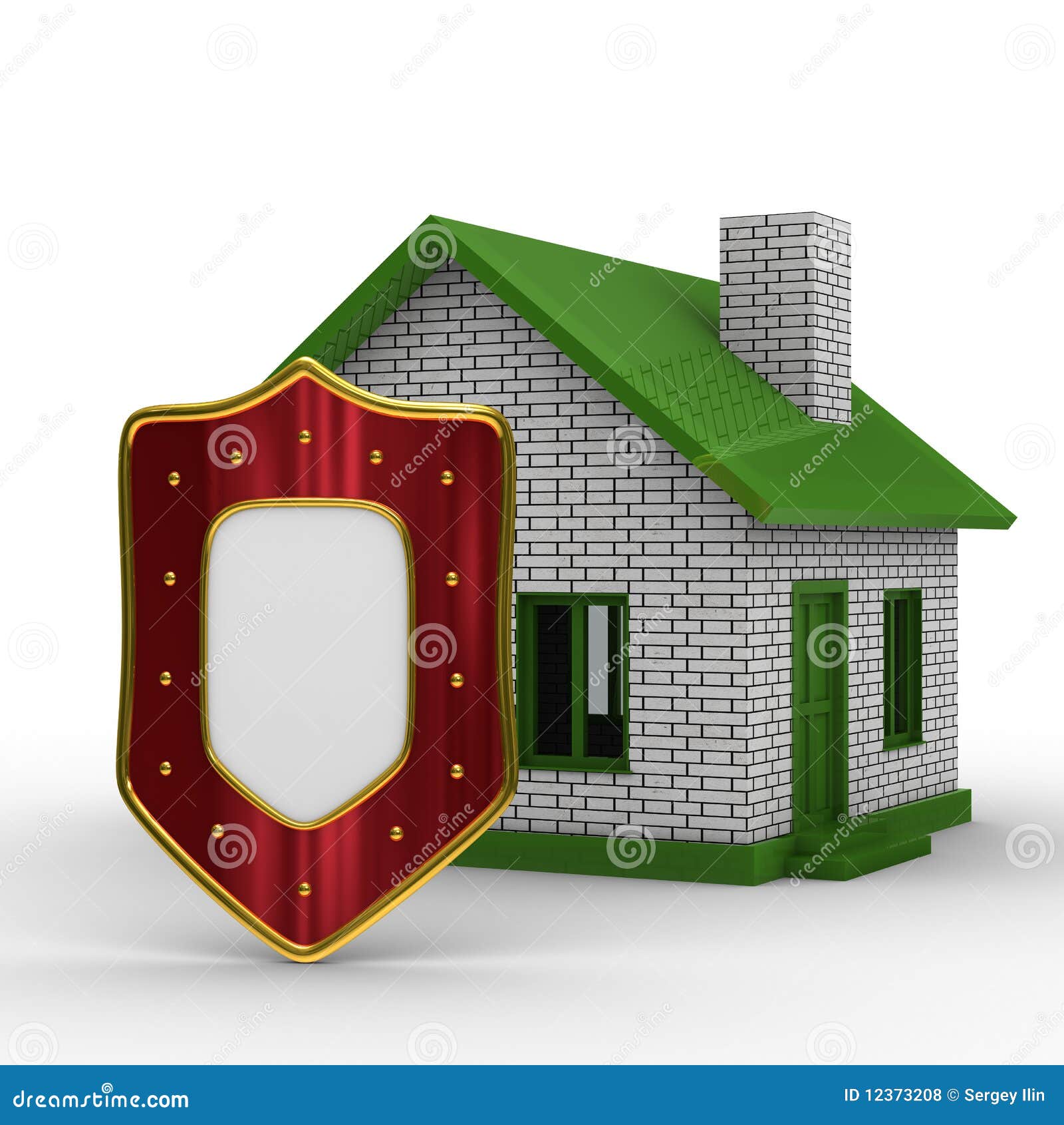 House and Shield on White Background Stock Illustration - Illustration ...