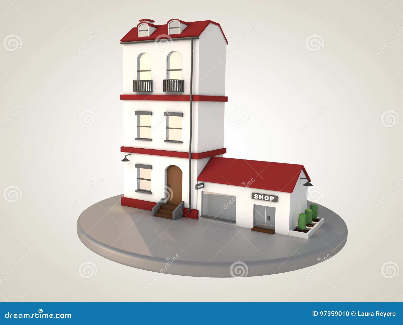 House and shop stock illustration. Illustration of render - 97359010