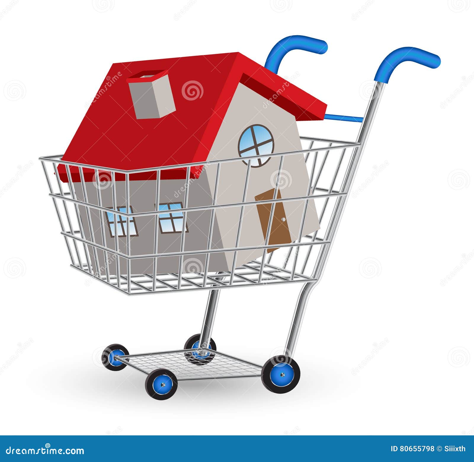 House in a shopping cart stock vector. Illustration of sale - 80655798