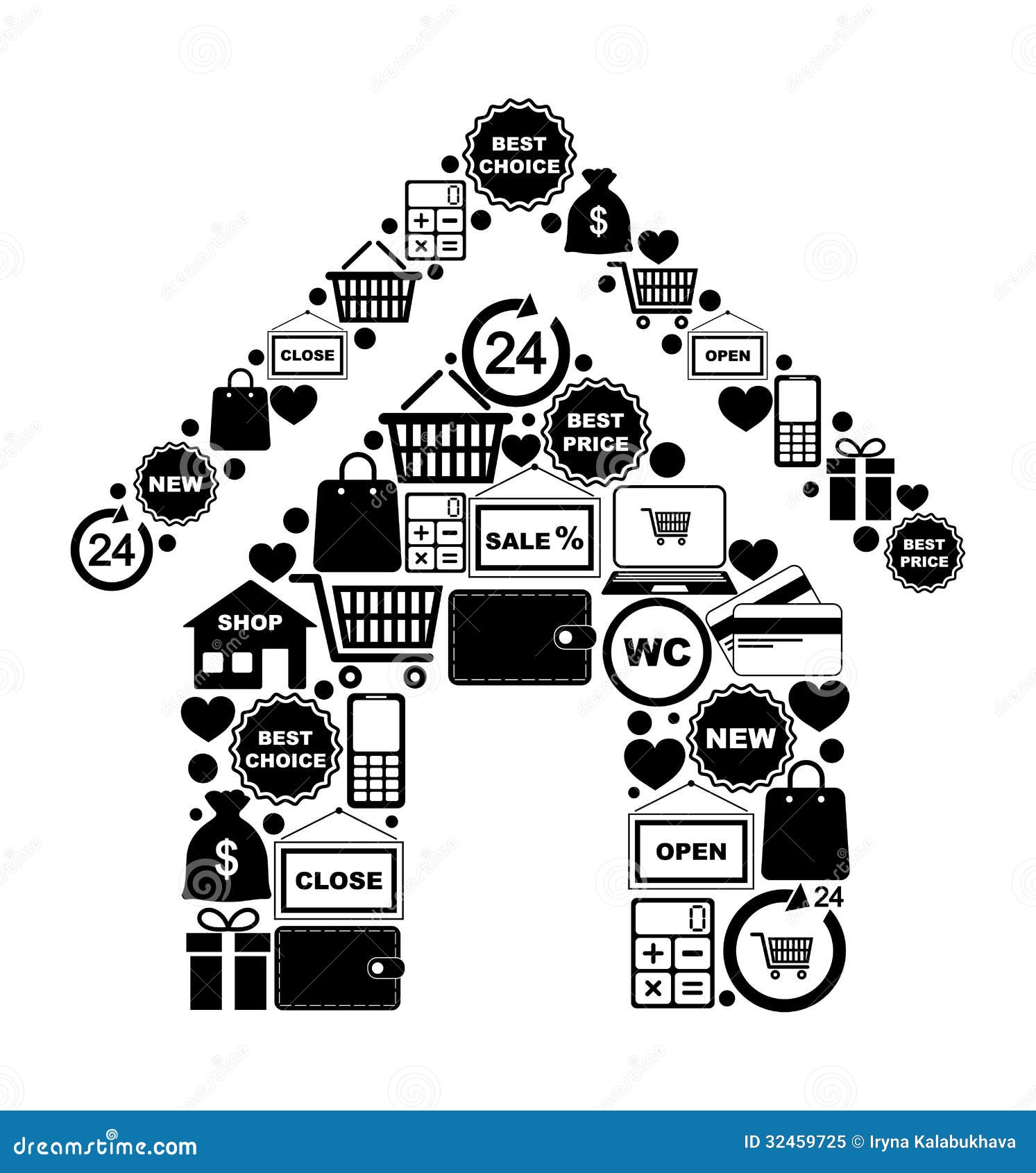 House of shopping icons stock vector. Illustration of credit - 32459725