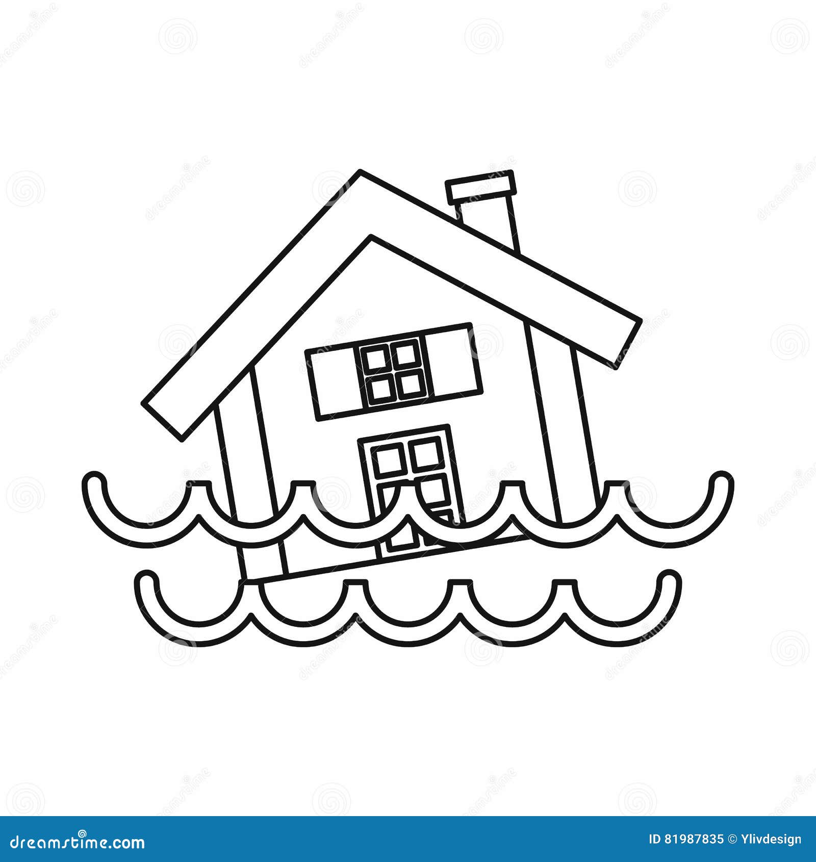 House Sinking in a Water Icon, Outline Style Stock Vector ...