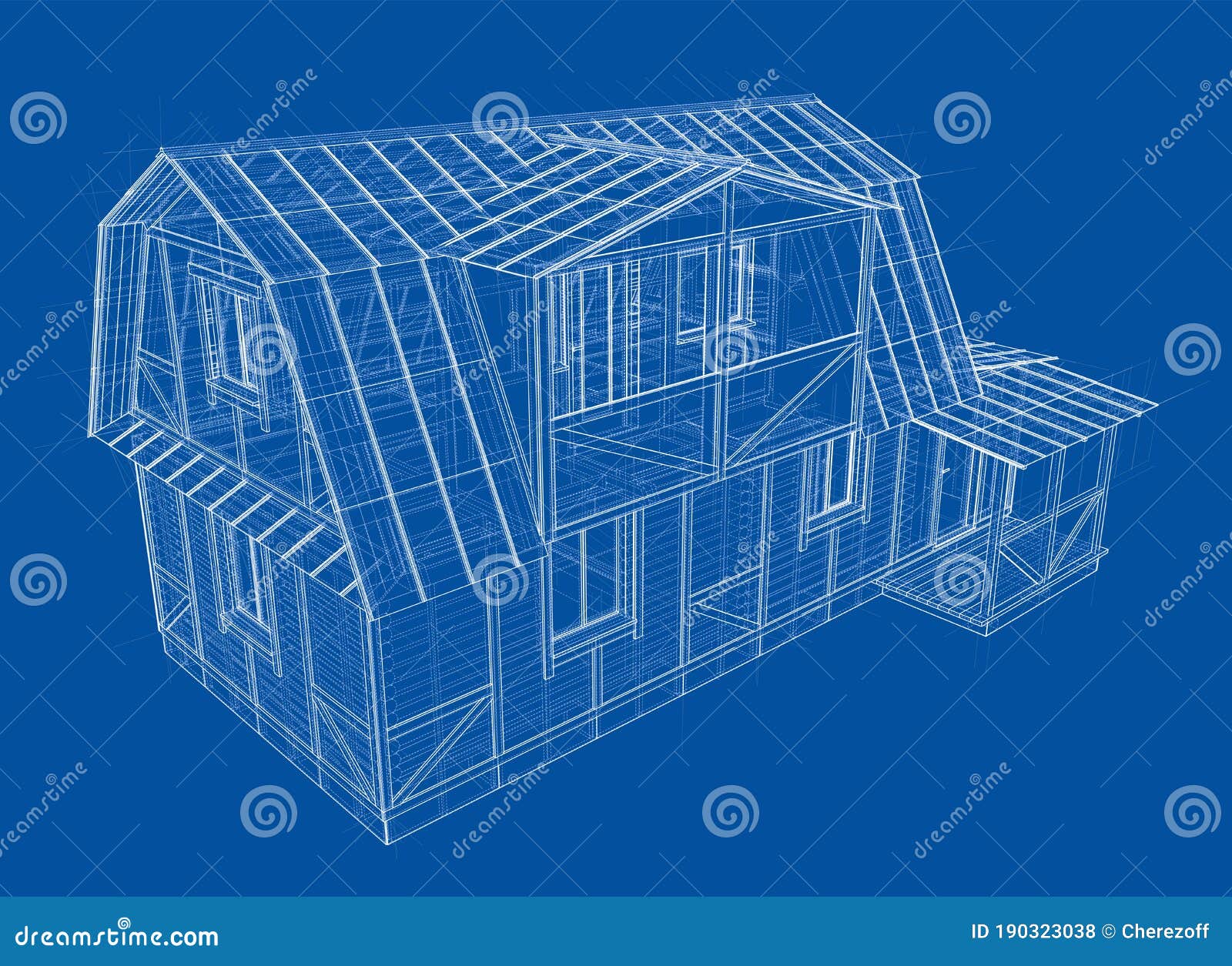 House Sketch. 3D Illustration Stock Illustration - Illustration of ...