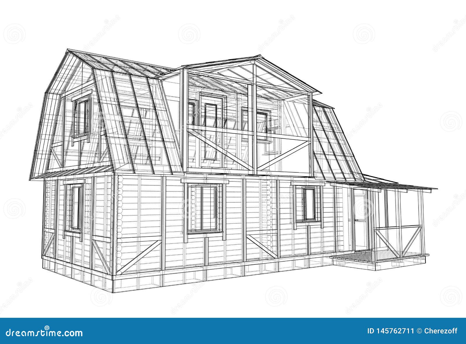House Sketch. Vector Rendering of 3d Stock Vector - Illustration of ...