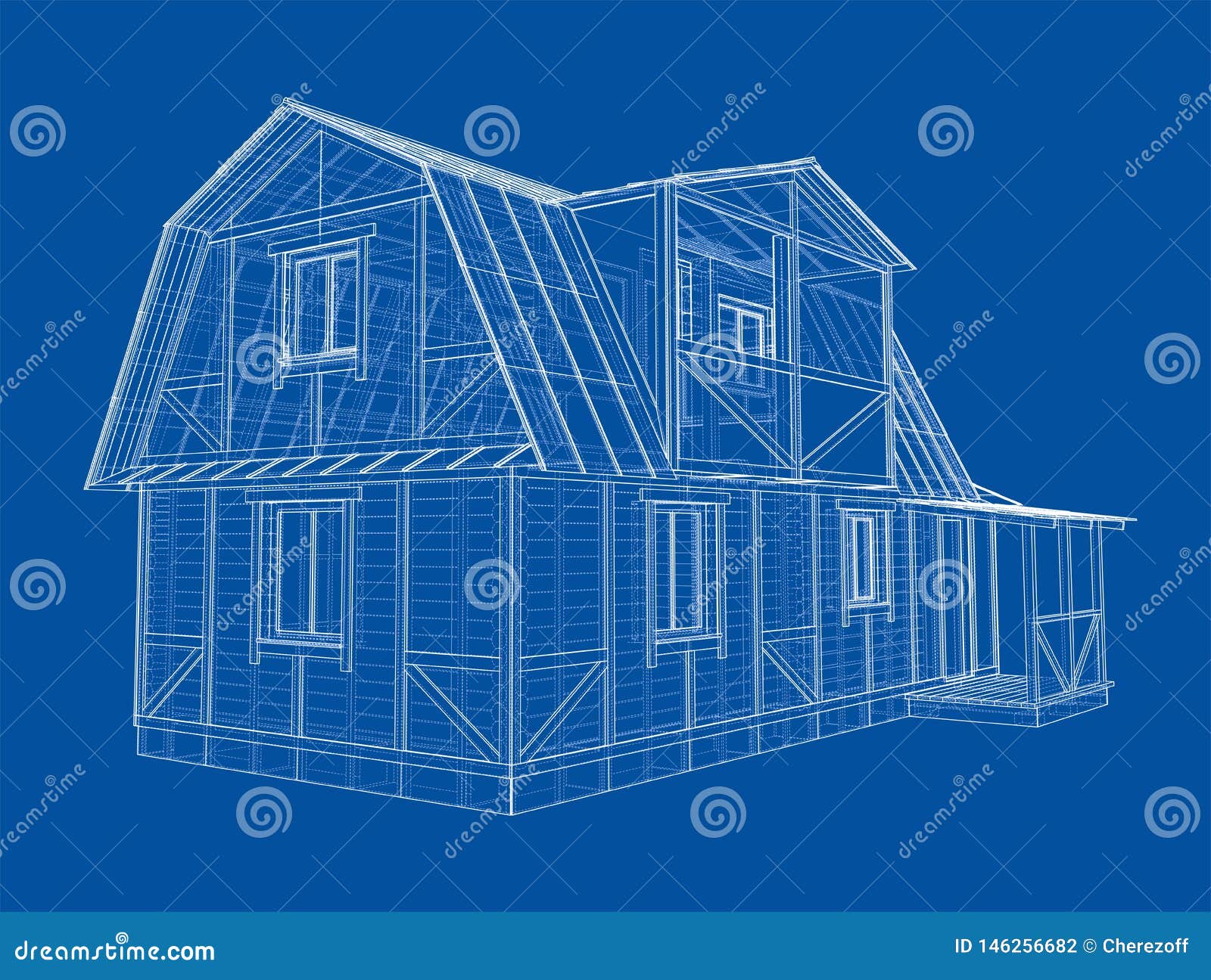 House Sketch. Vector Rendering of 3d Stock Vector - Illustration of ...
